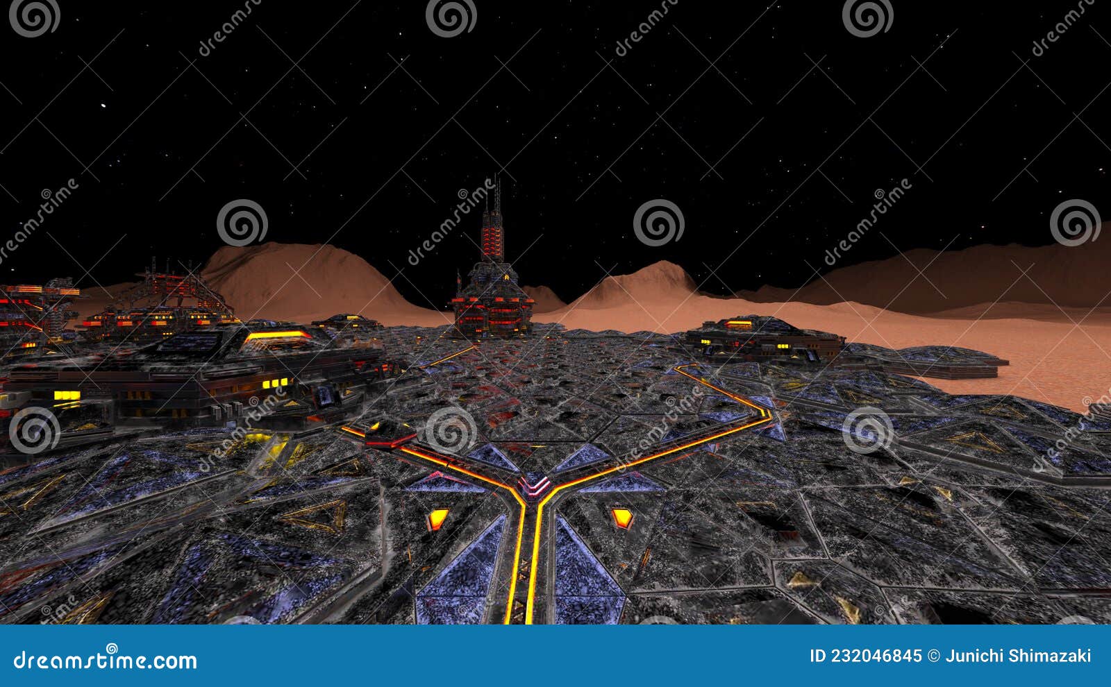 3D Rendering of the Planetary Exploration Base Stock Illustration ...