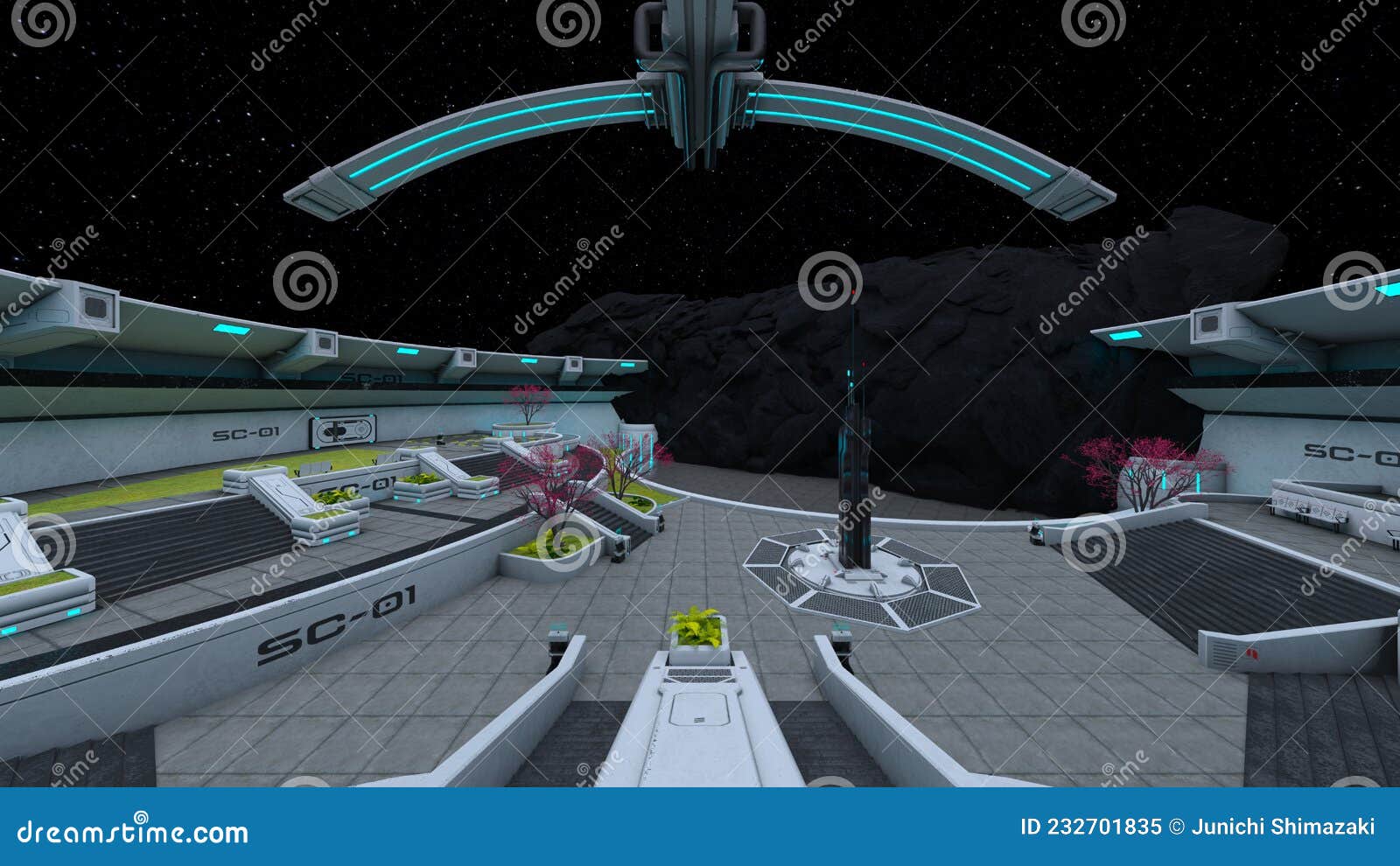 3D Rendering of the Planetary Exploration Base Stock Illustration ...