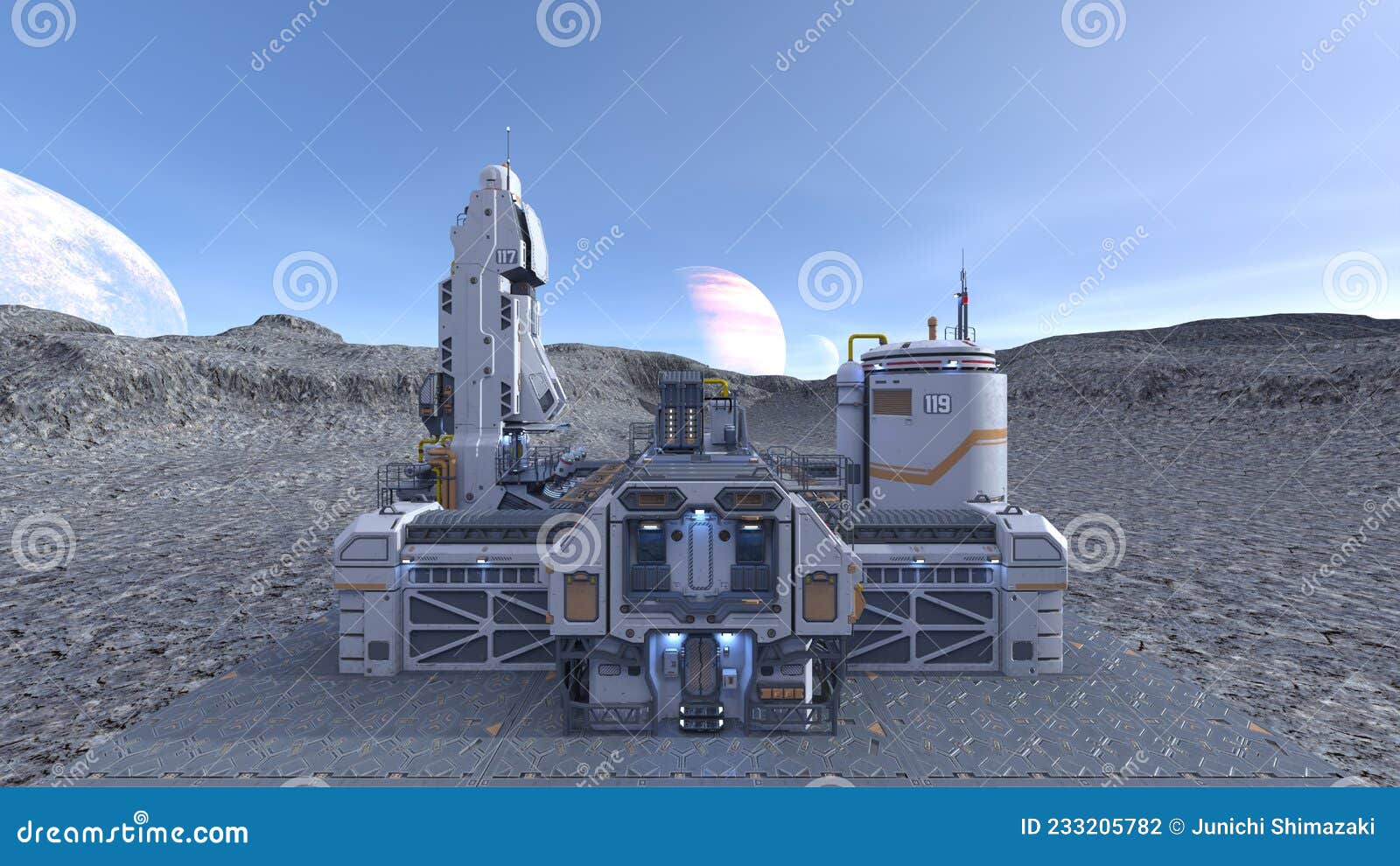 3D Rendering of the Planetary Exploration Base Stock Illustration ...