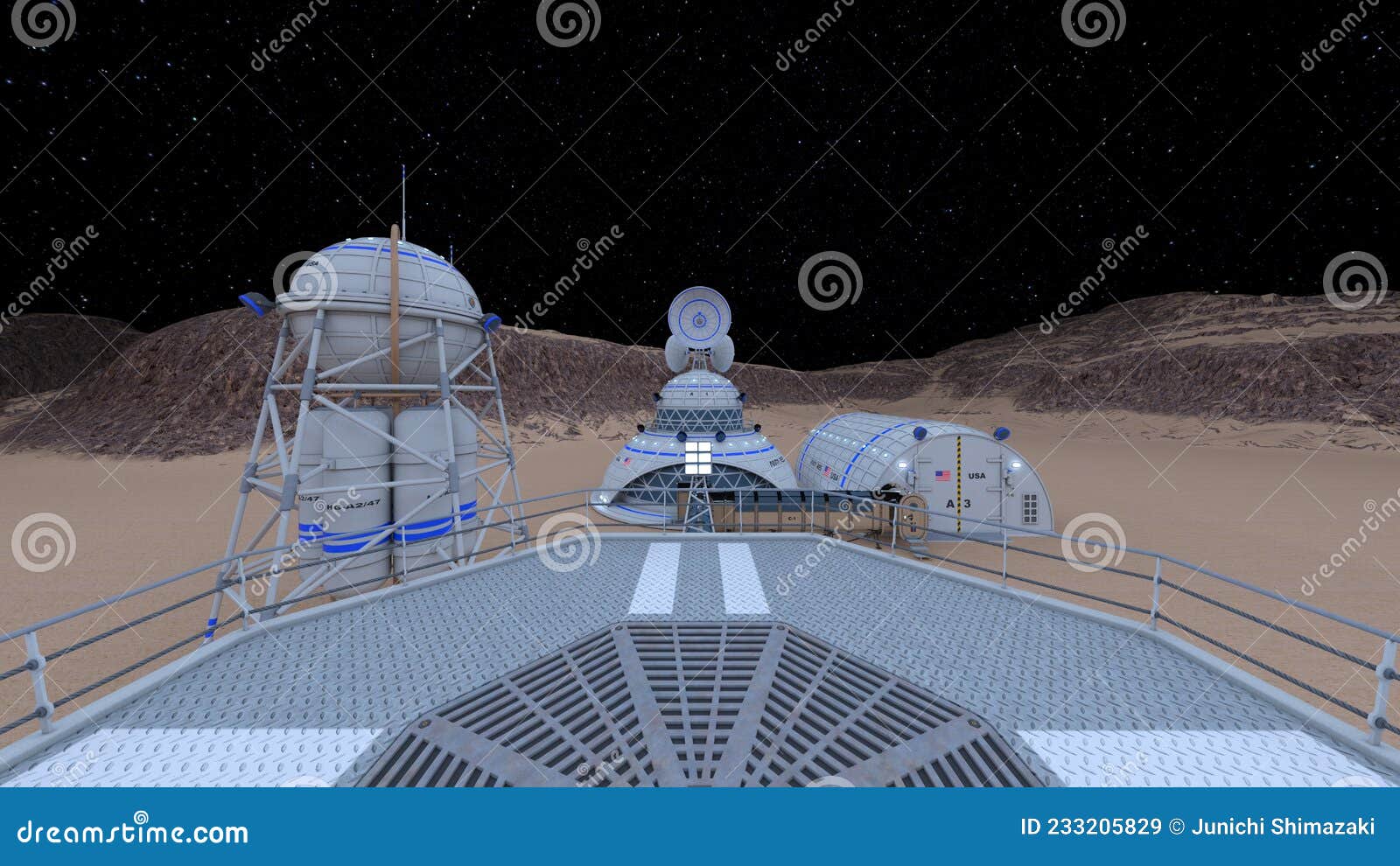 3D Rendering of the Planetary Exploration Base Stock Illustration ...