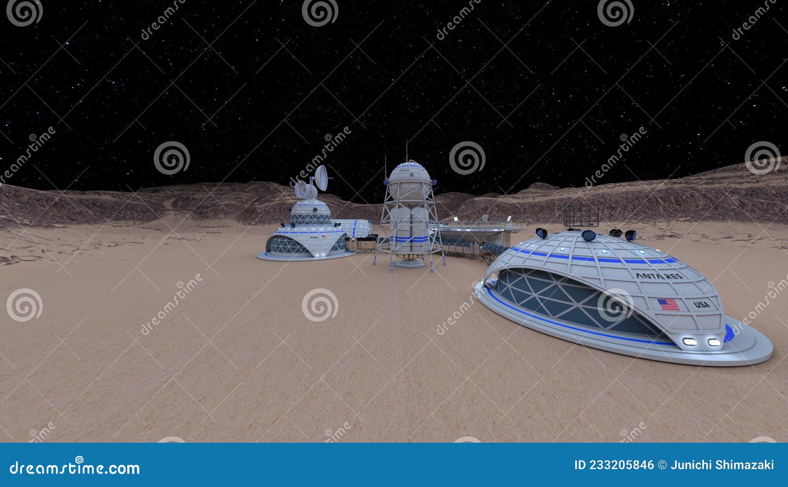 3D Rendering of the Planetary Exploration Base Stock Illustration ...