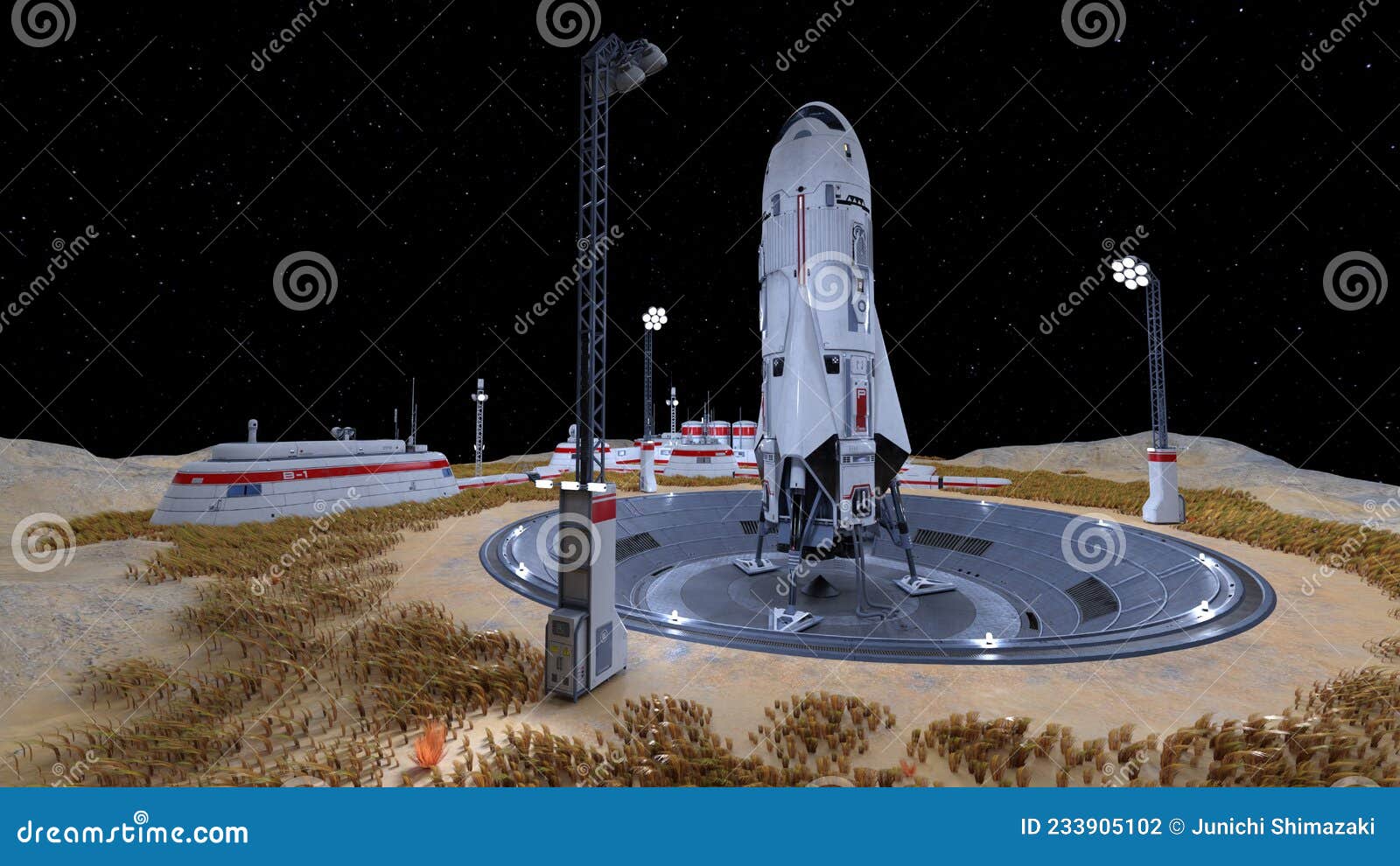 3D Rendering of the Planetary Exploration Base Stock Illustration ...