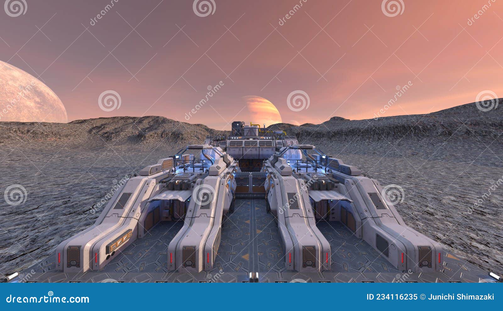 3D Rendering of the Planetary Exploration Base Stock Illustration ...