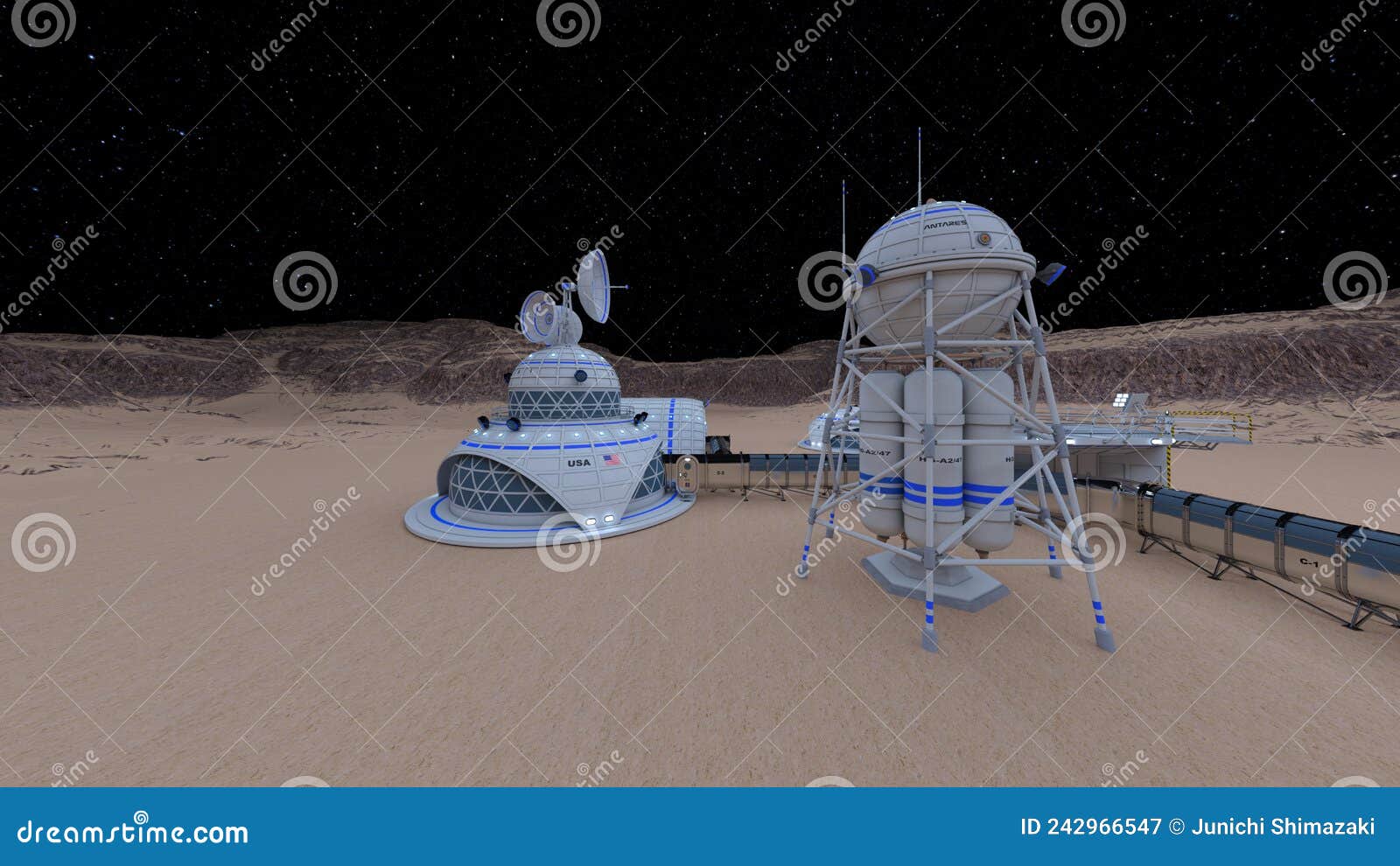 3D Rendering of the Planetary Exploration Base Stock Illustration ...