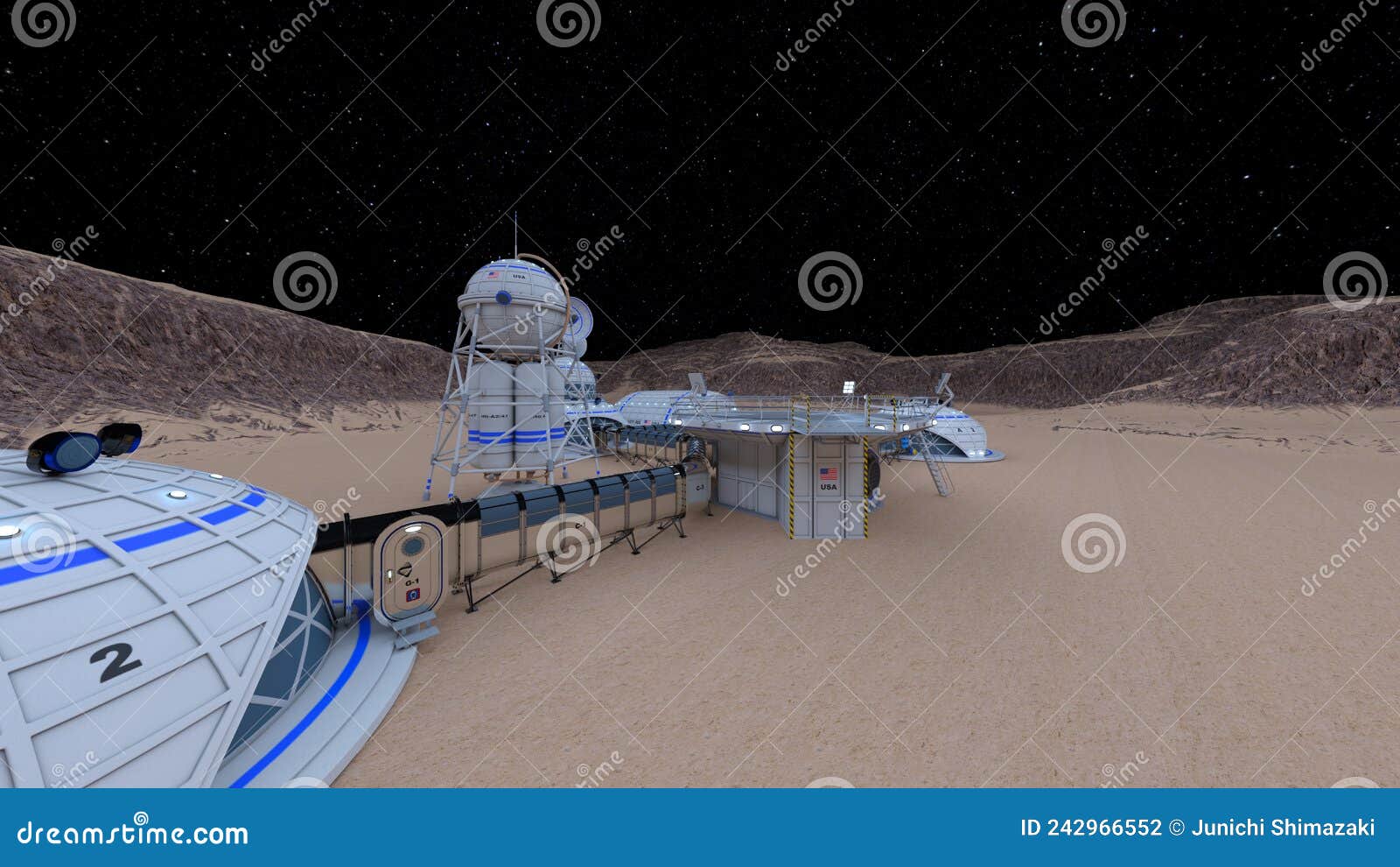 3D Rendering of the Planetary Exploration Base Stock Illustration ...