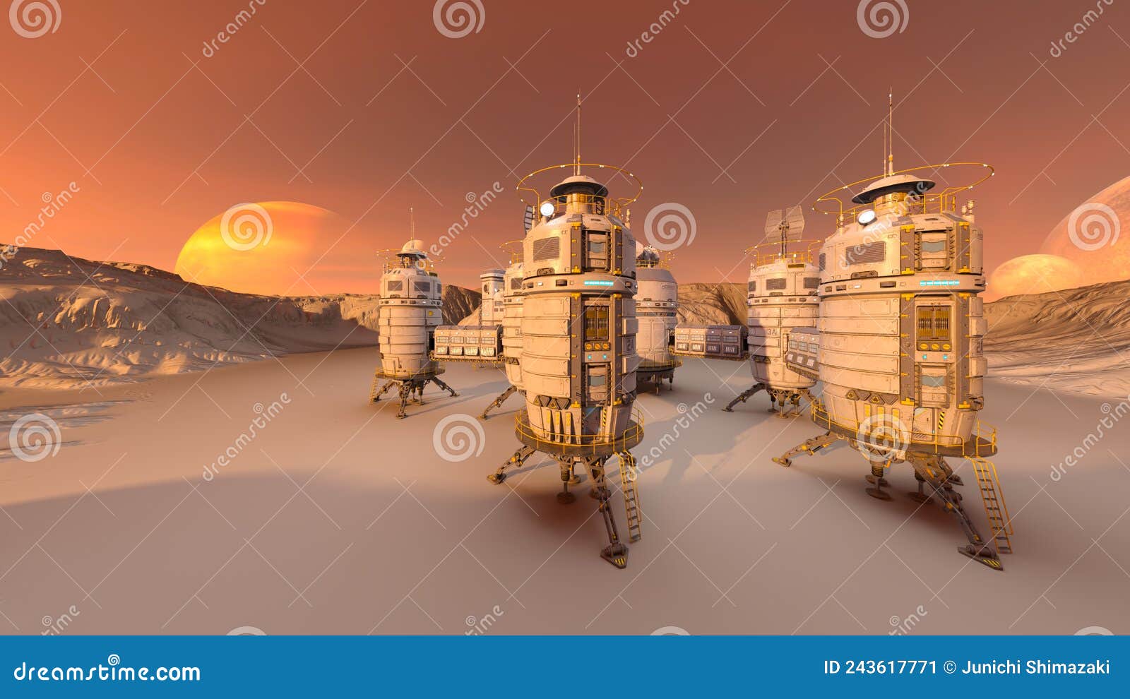 3D Rendering of the Planetary Exploration Base Stock Illustration ...