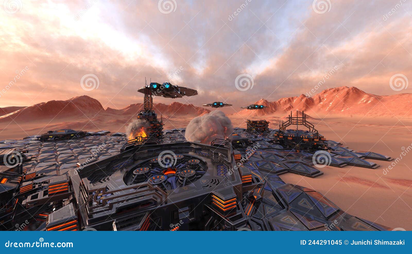 3D Rendering of the Planetary Exploration Base Stock Illustration ...