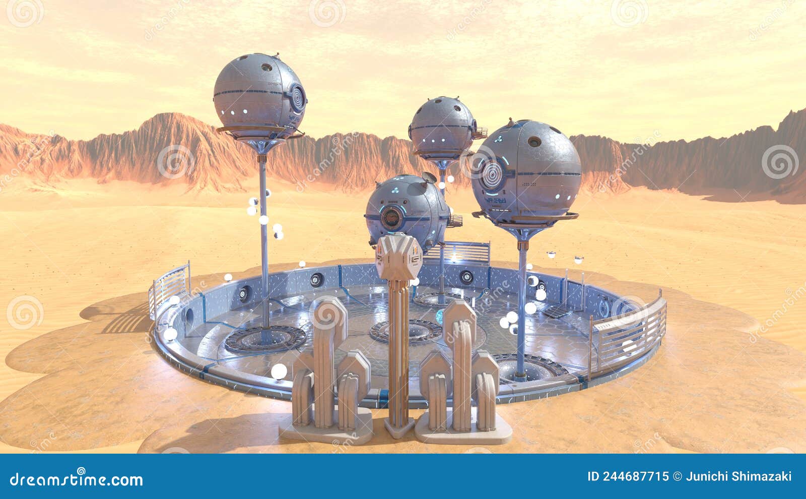 3D Rendering of the Planetary Exploration Base Stock Illustration ...