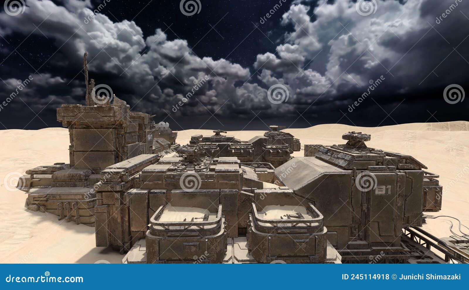 3D Rendering of the Planetary Exploration Base Stock Illustration ...