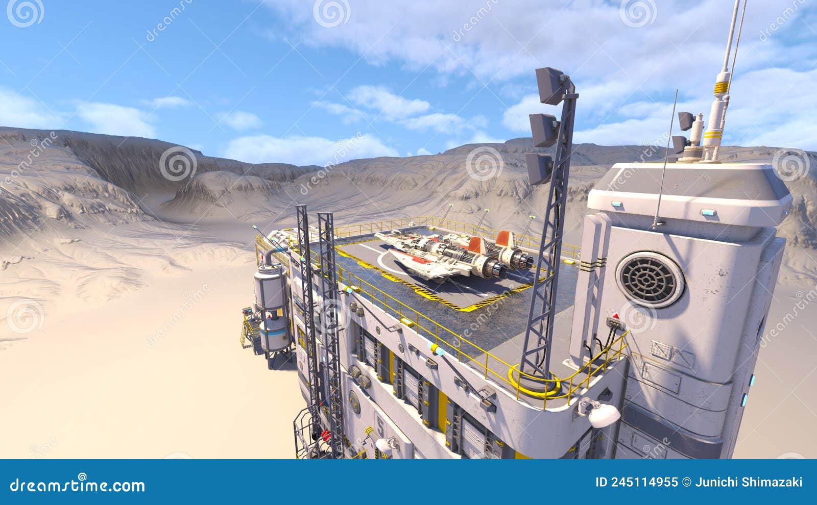 3D Rendering of the Planetary Exploration Base Stock Illustration ...