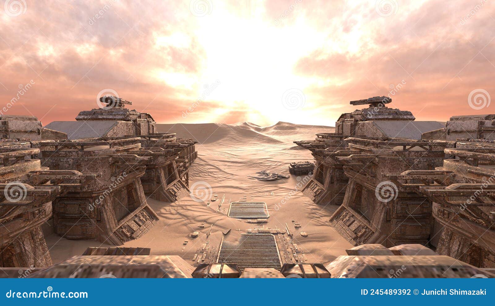 3D Rendering of the Planetary Exploration Base Stock Illustration ...