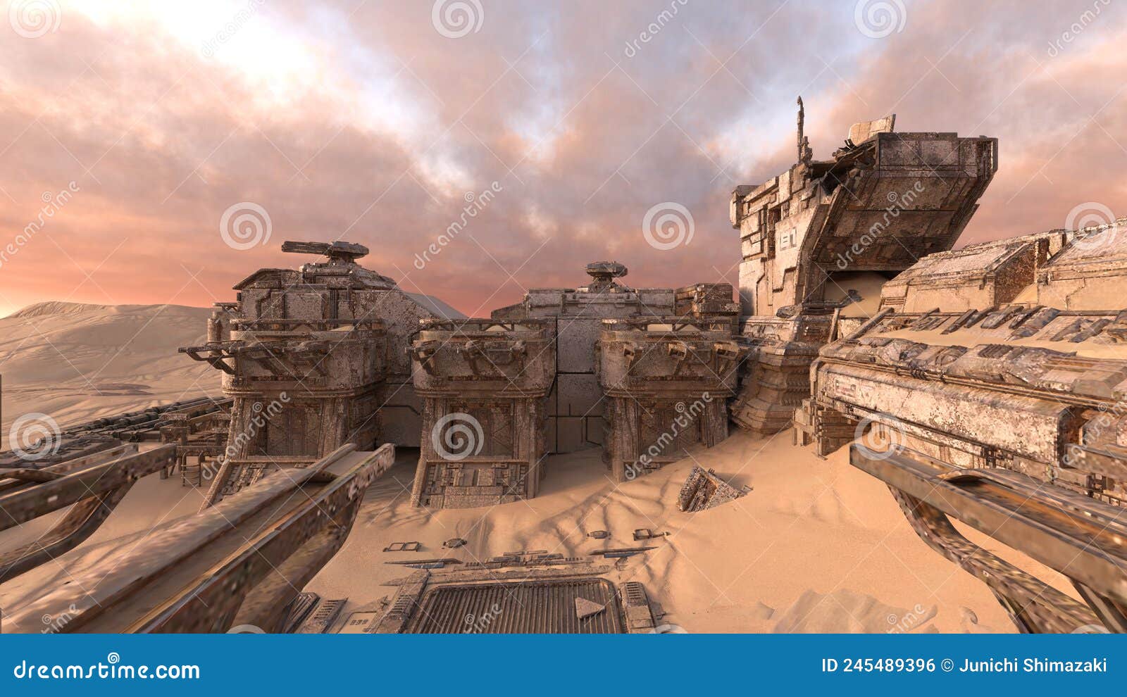 3D Rendering of the Planetary Exploration Base Stock Illustration ...