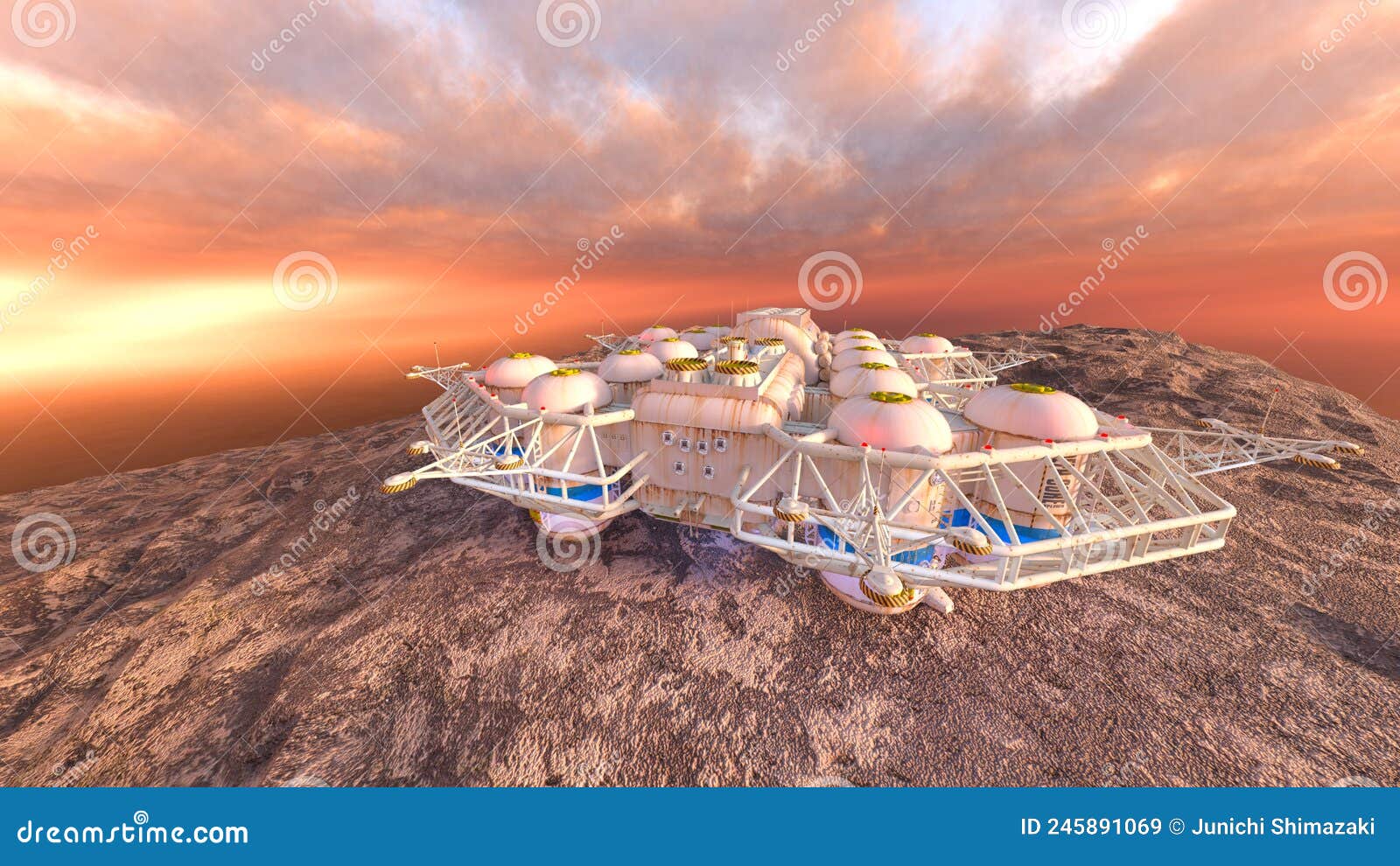 3D Rendering of the Planetary Exploration Base Stock Illustration ...