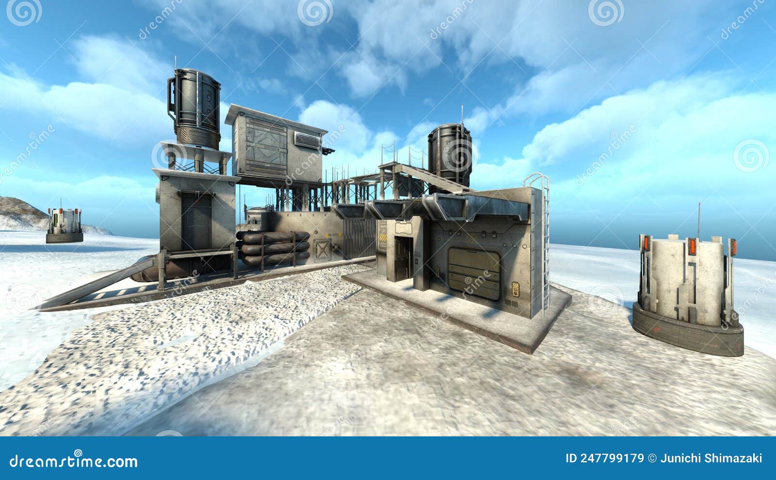 3D Rendering of the Planetary Exploration Base Stock Illustration ...