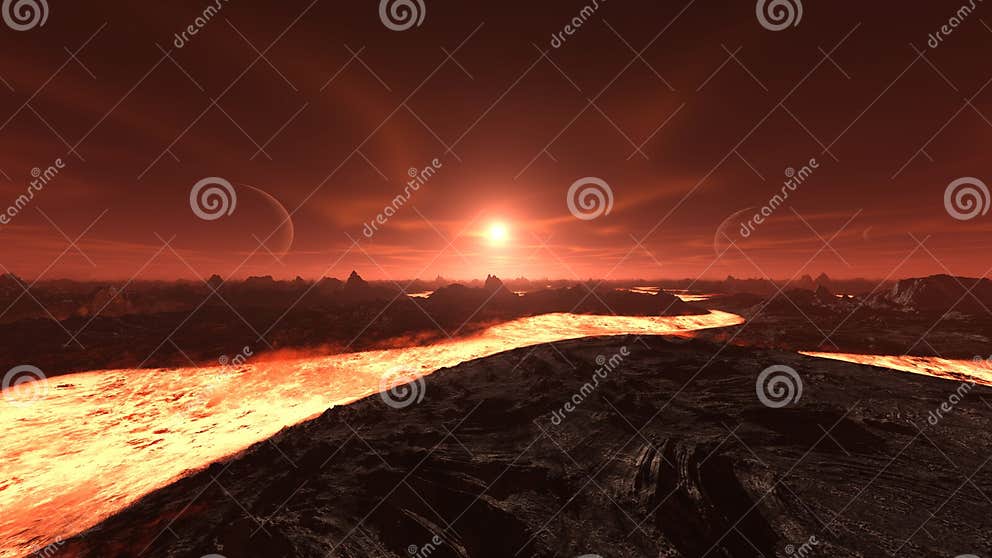 3D Rendering of the Planetary Surface Stock Illustration - Illustration ...