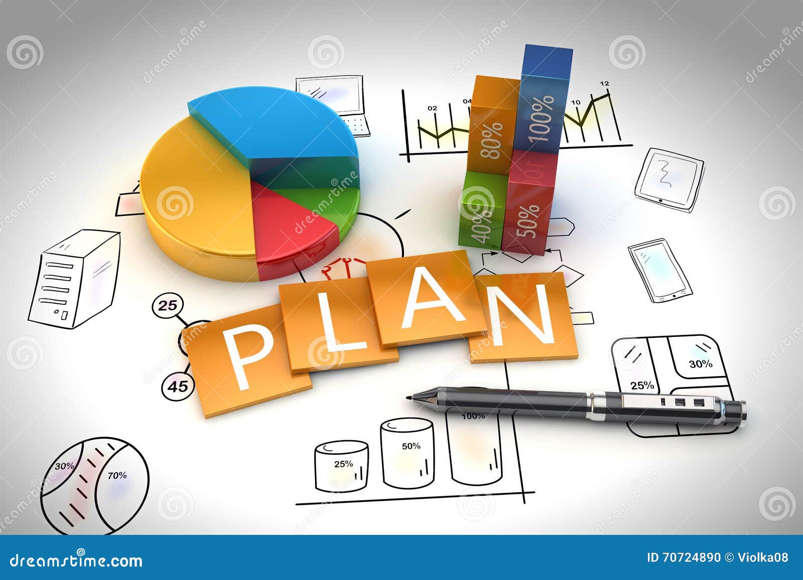 3D Rendering Planning and Development Concept Stock Illustration ...
