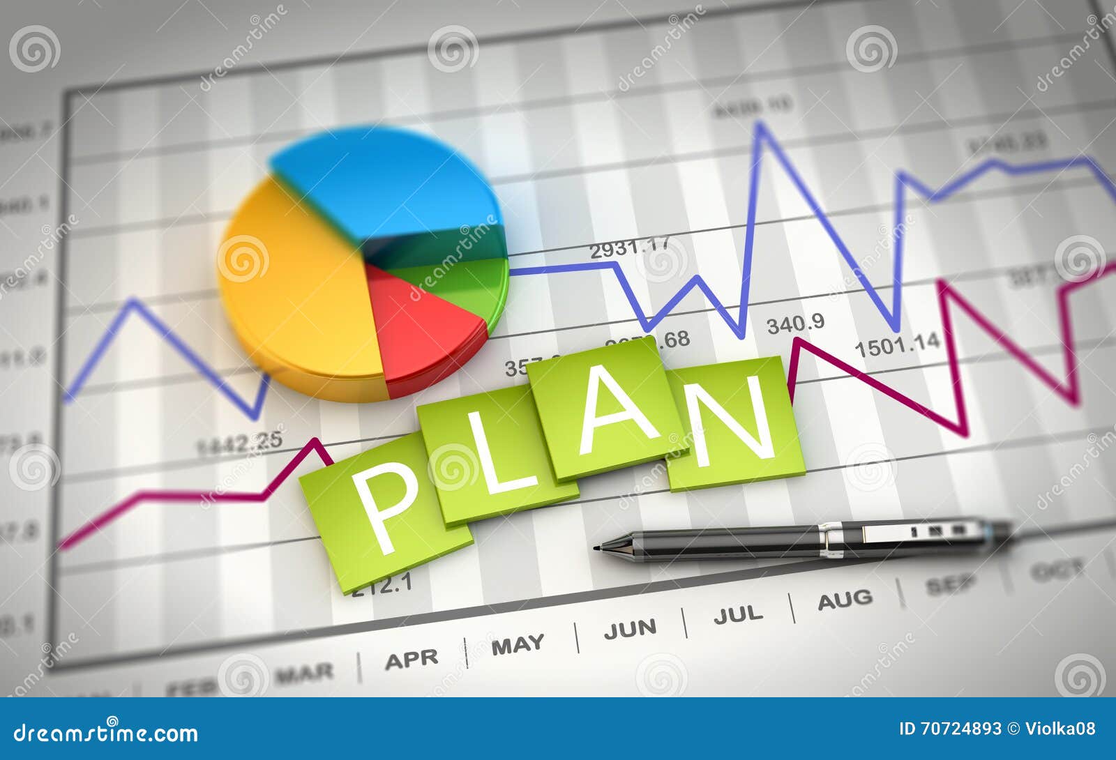 3D Rendering Planning and Financial Development Stock Illustration ...