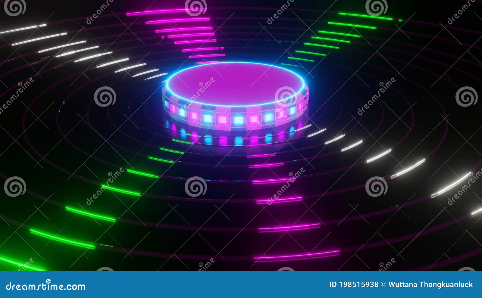 3d Rendering Platform Abstract Circle Halo Glow Colors Stock ...