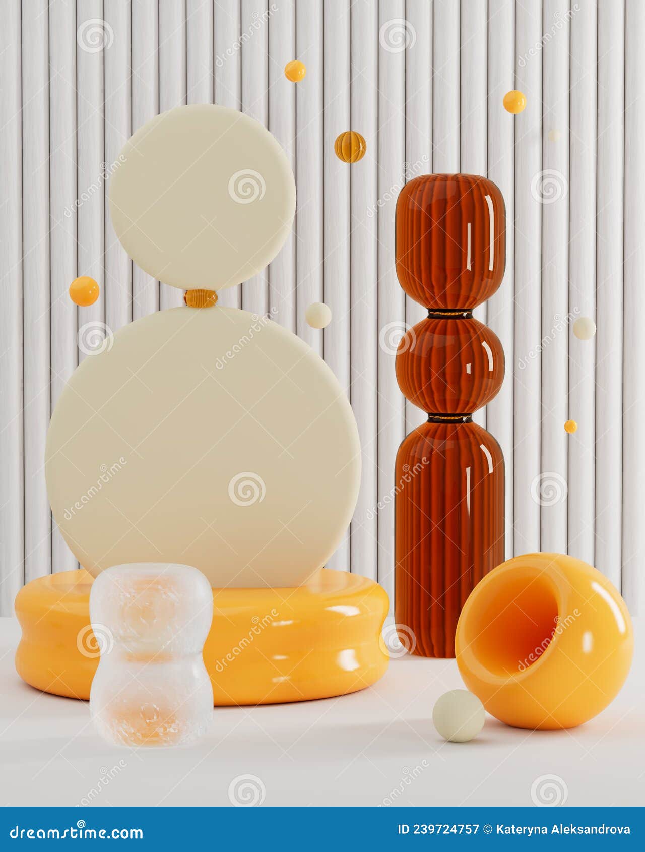 3d Rendering Platform and Abstract Shapes Studio Display Scene ...