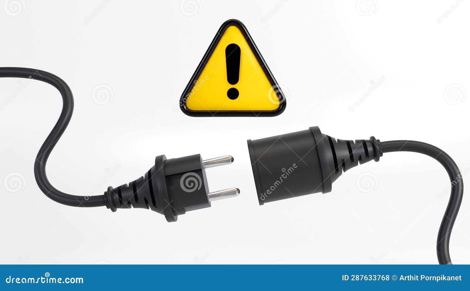 3D Rendering of Plug Error, Disconnected Electrical Plug and Socket on ...
