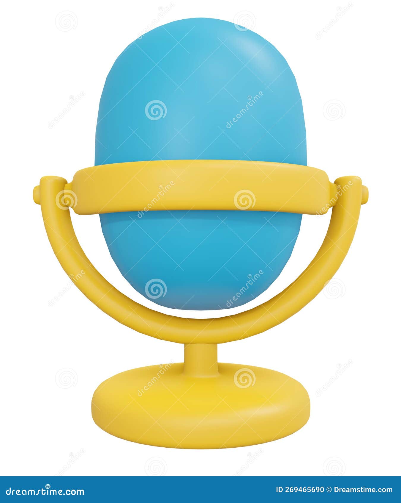 3D Rendering Podcast Microphone Broadcast Cartoon Style Stock ...