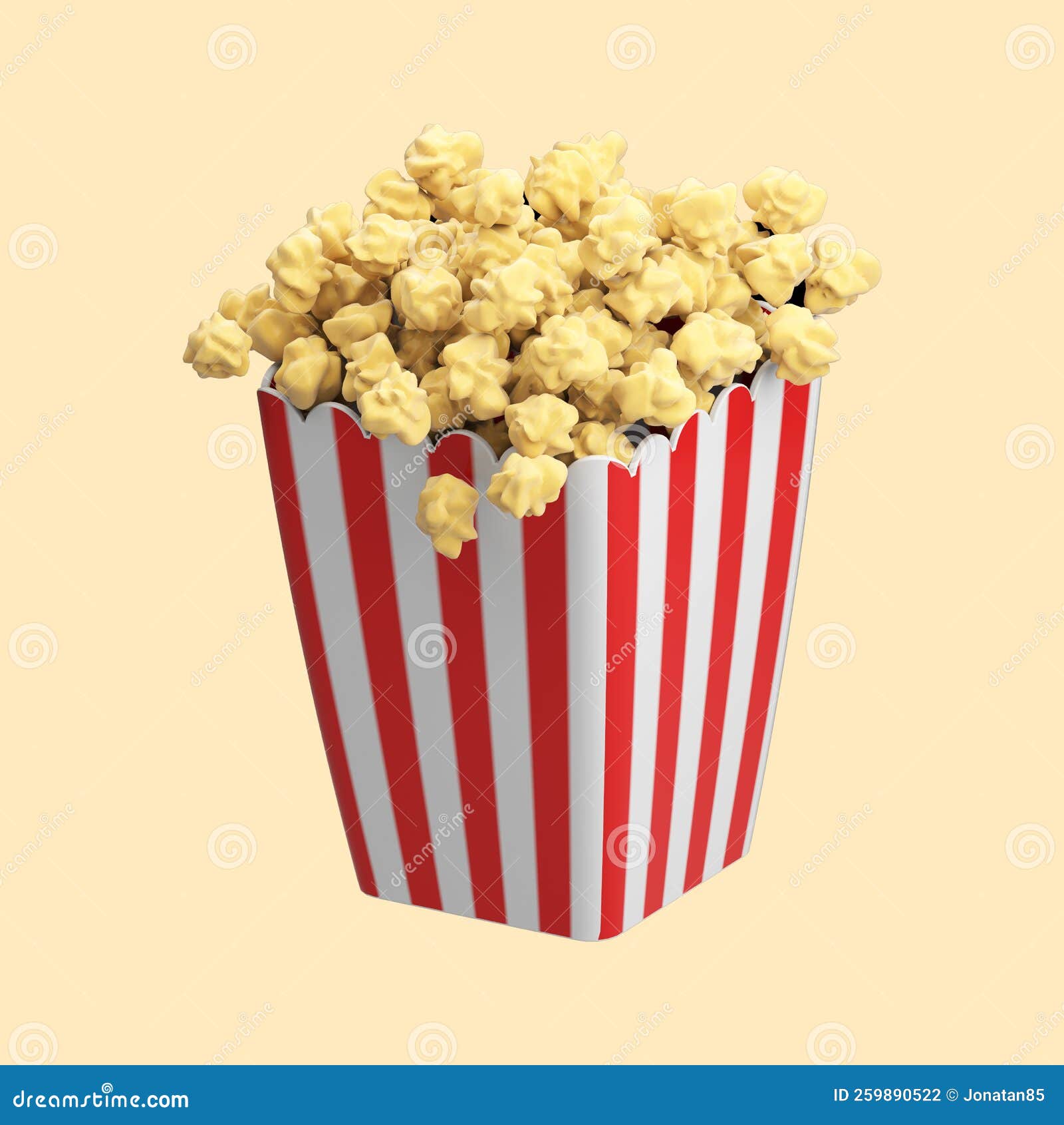 3d Rendering of Popcorn Container Icon Isolated on Cleare Background ...