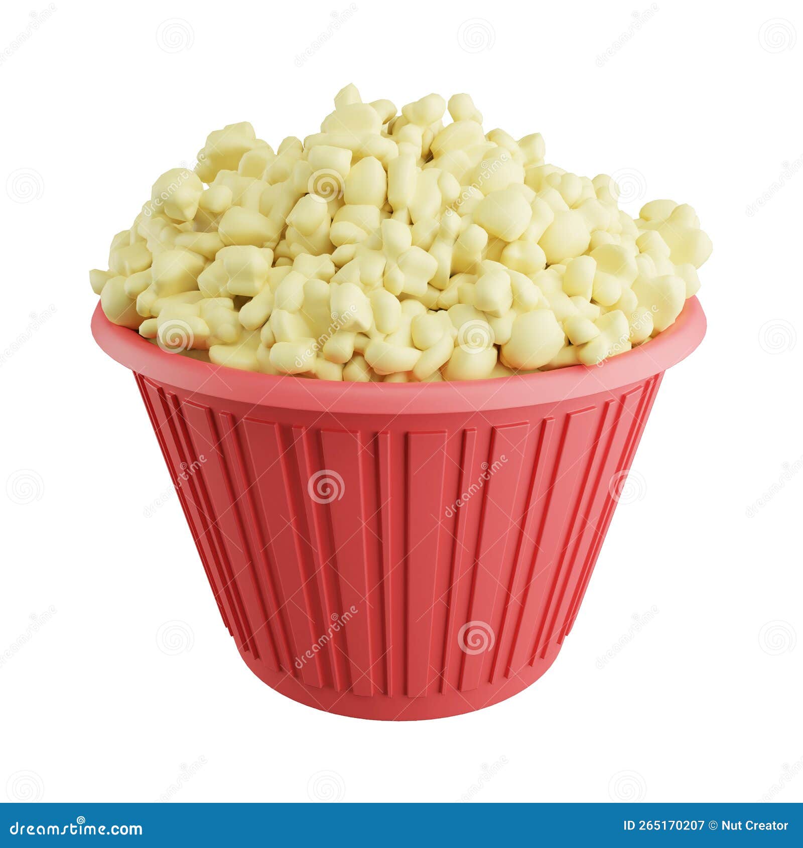 3d Rendering Of Popcorn Bucket, Film Reel, Movie Clapper On White City ...