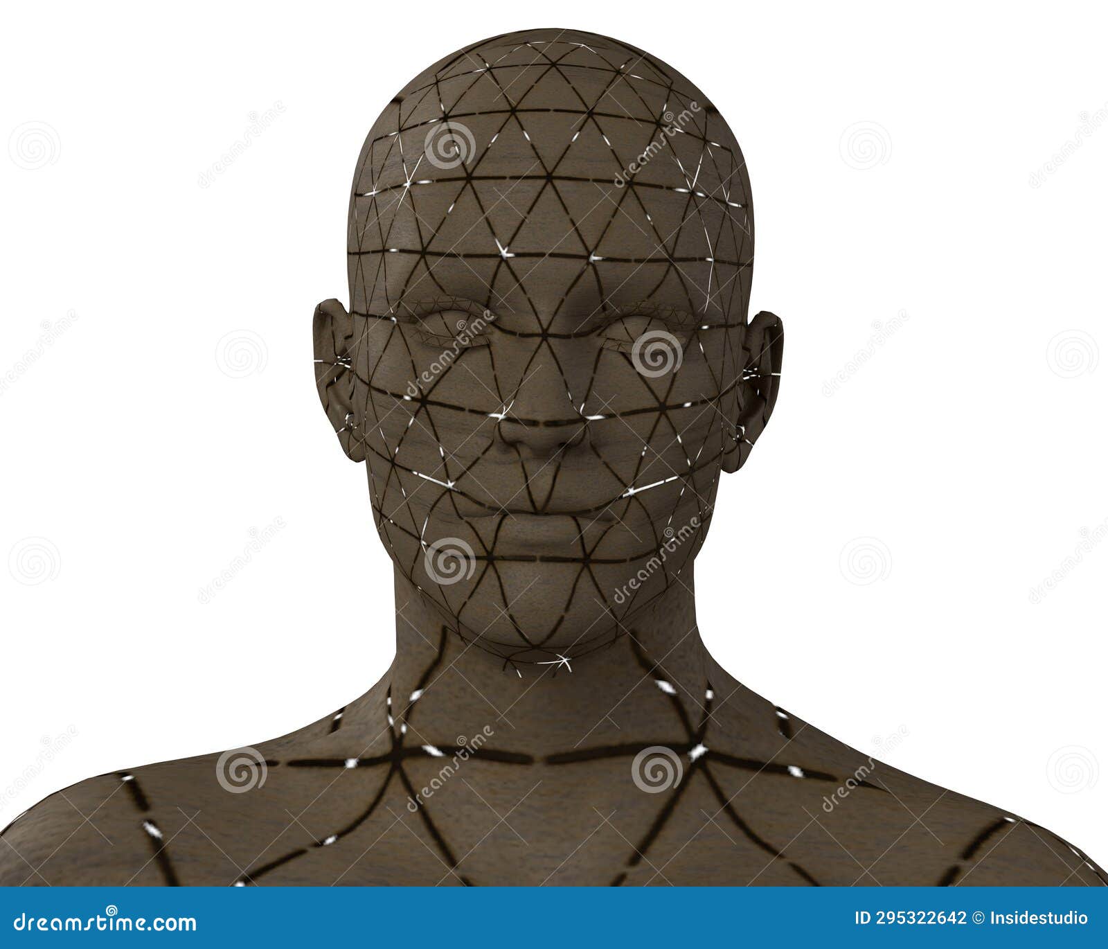 3D Rendering of a Portrait of a Bald Man on a White Background. Stock ...