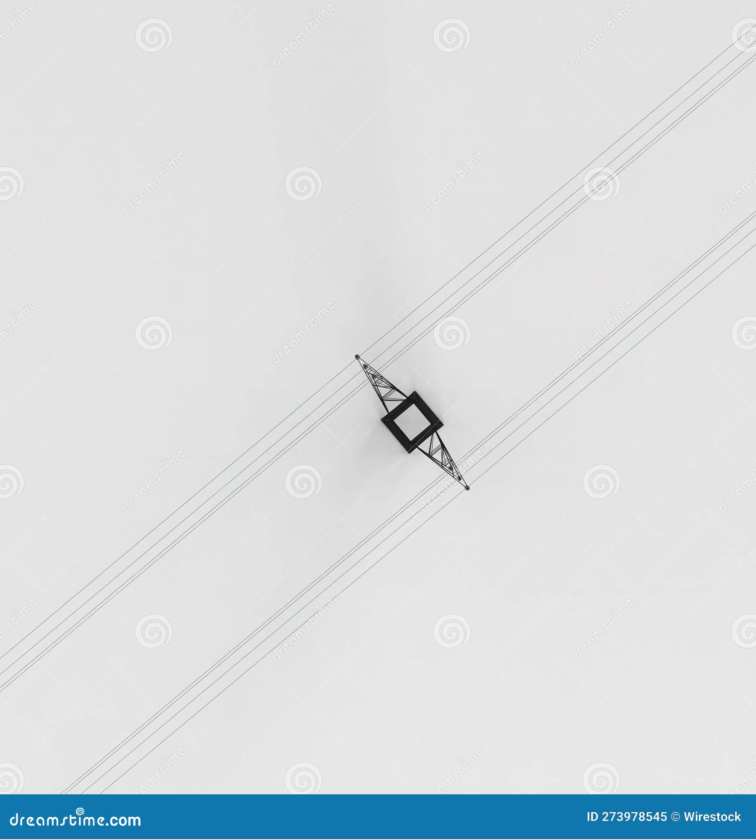 3d Rendering of a Power Lines and a Cellular Communication Tower Stock ...