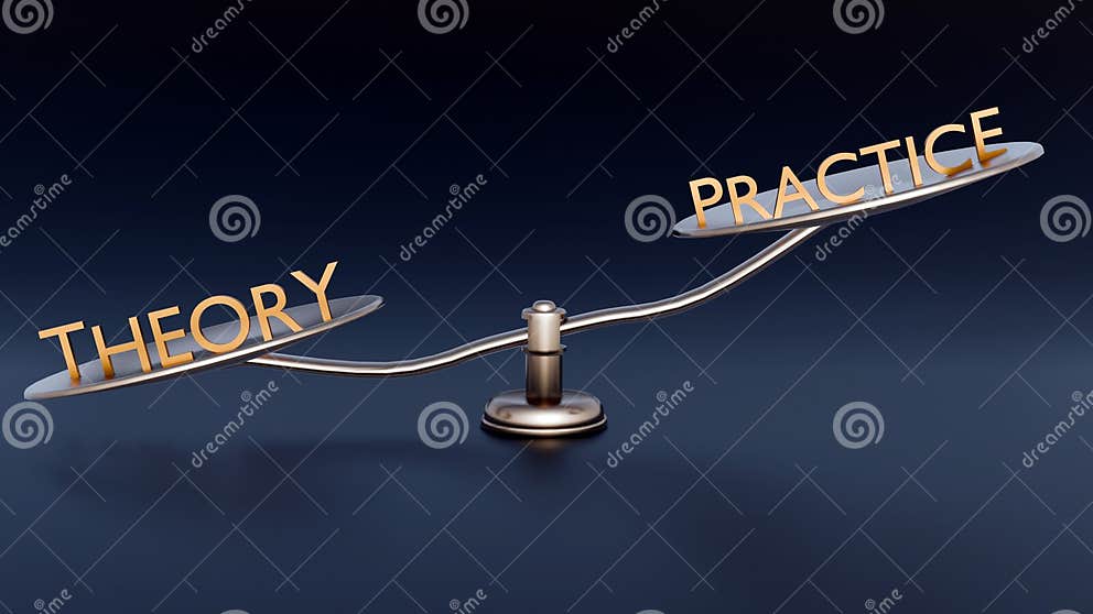 3d Rendering of Practice and Theory in Balance Stock Illustration ...