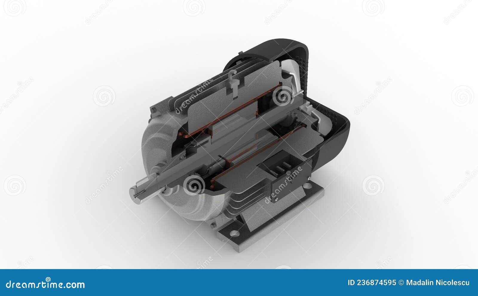 Electric Motor 3D Illustration Section View Stock Illustration ...