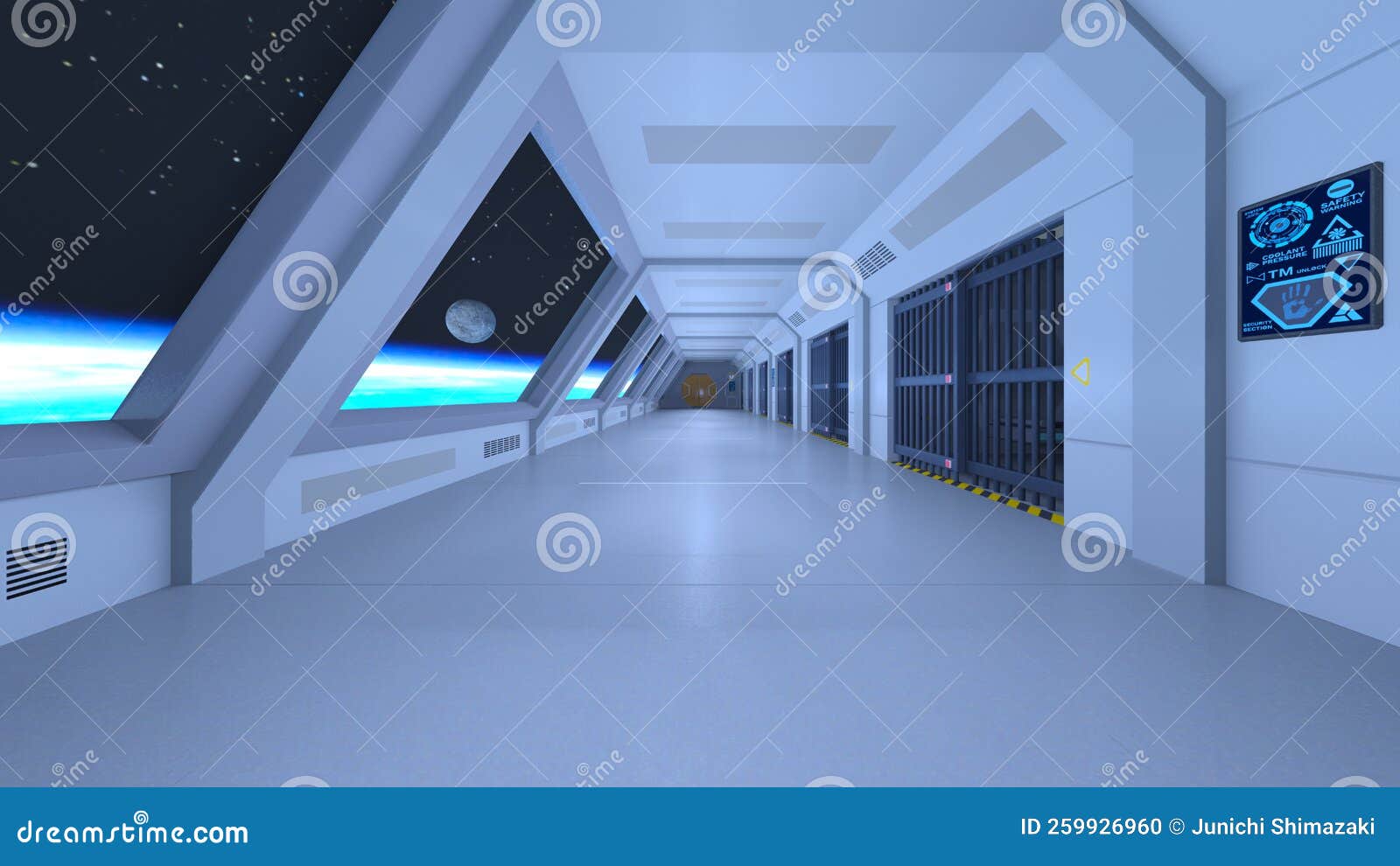 3D Rendering of the Prison in a Spaceship Stock Illustration ...