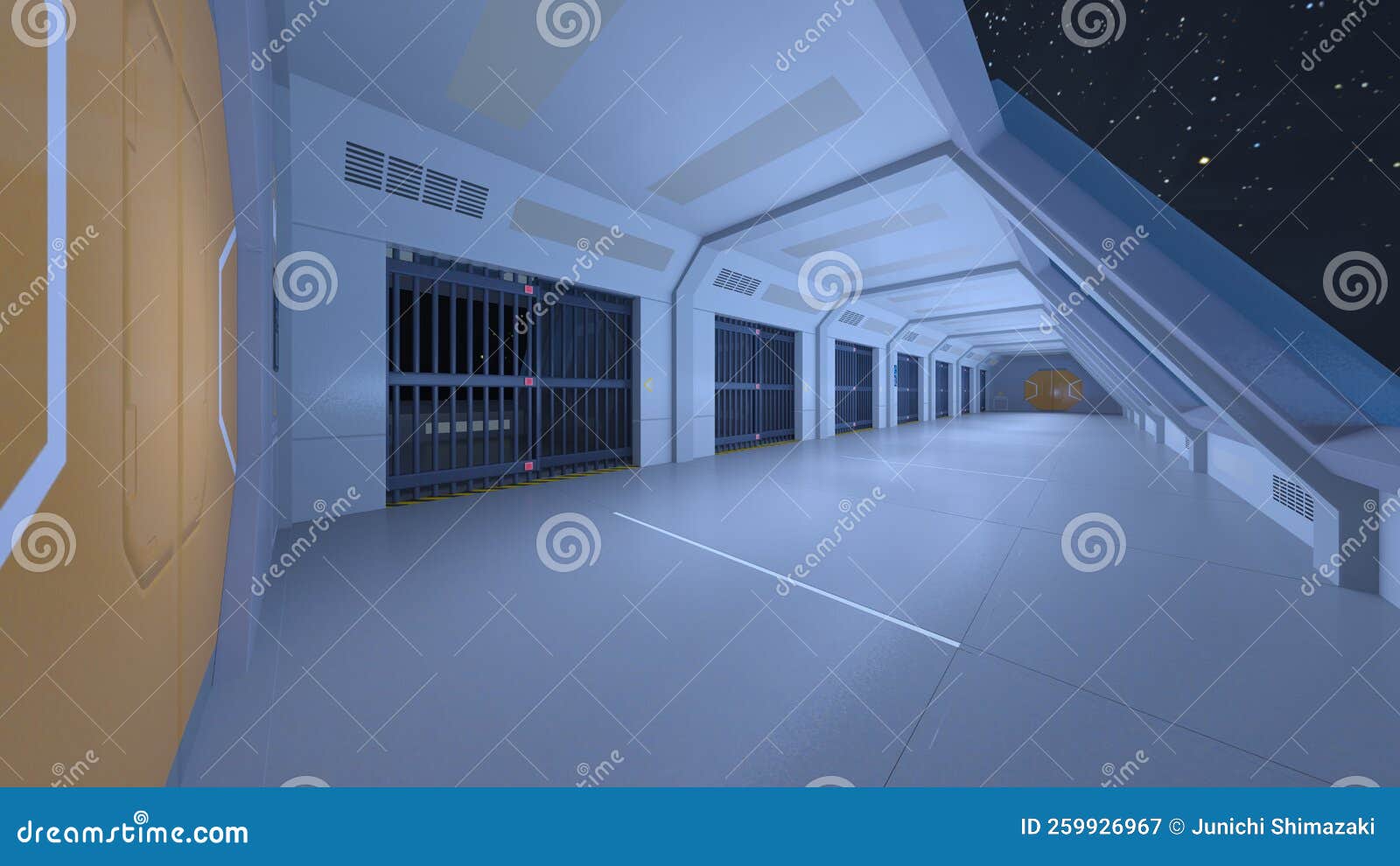 3D Rendering of the Prison in a Spaceship Stock Illustration ...