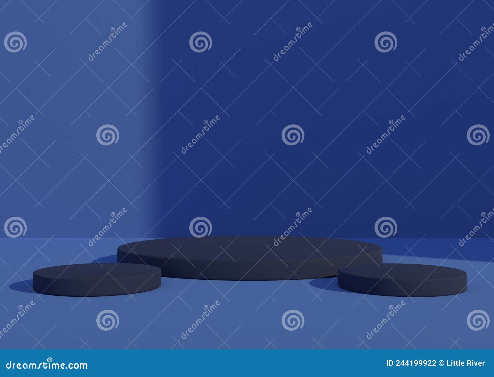 3D Rendering of Product Display with Three Podiums or Stands. Simple ...