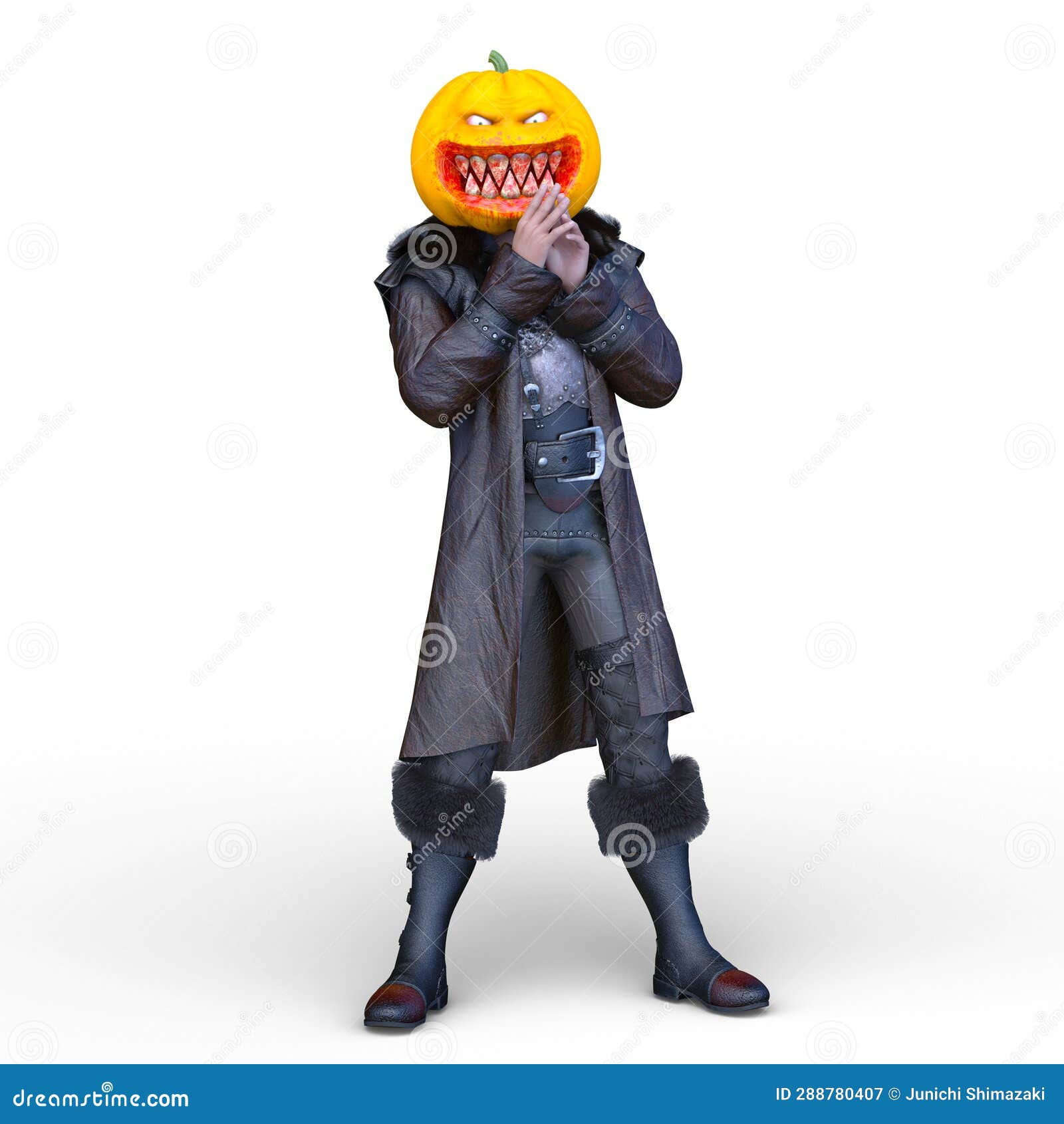 3D Rendering of a Pumpkin Head Man Stock Illustration - Illustration of ...