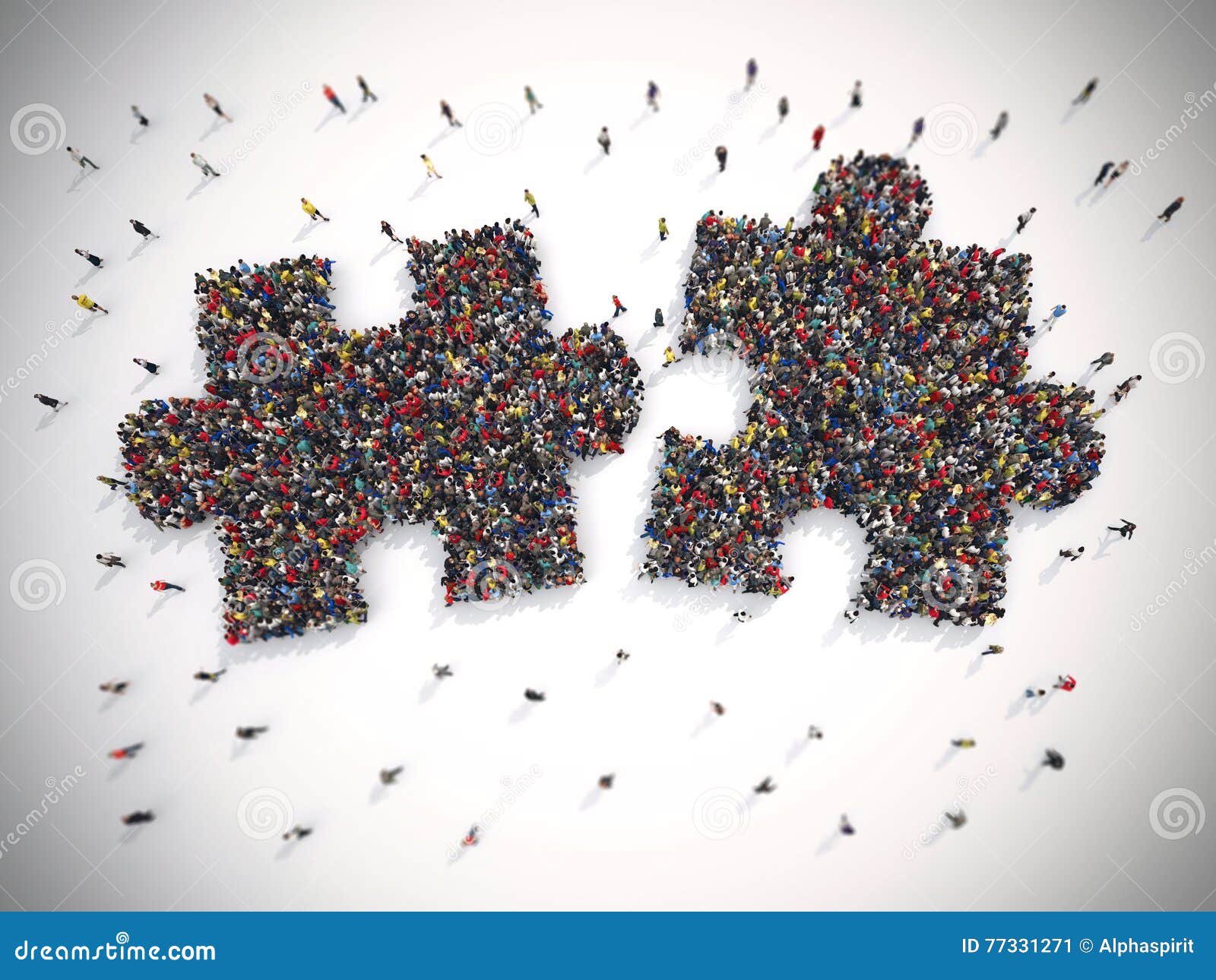 3D Rendering Puzzle Concept of Unity and Teamwork Stock Illustration ...