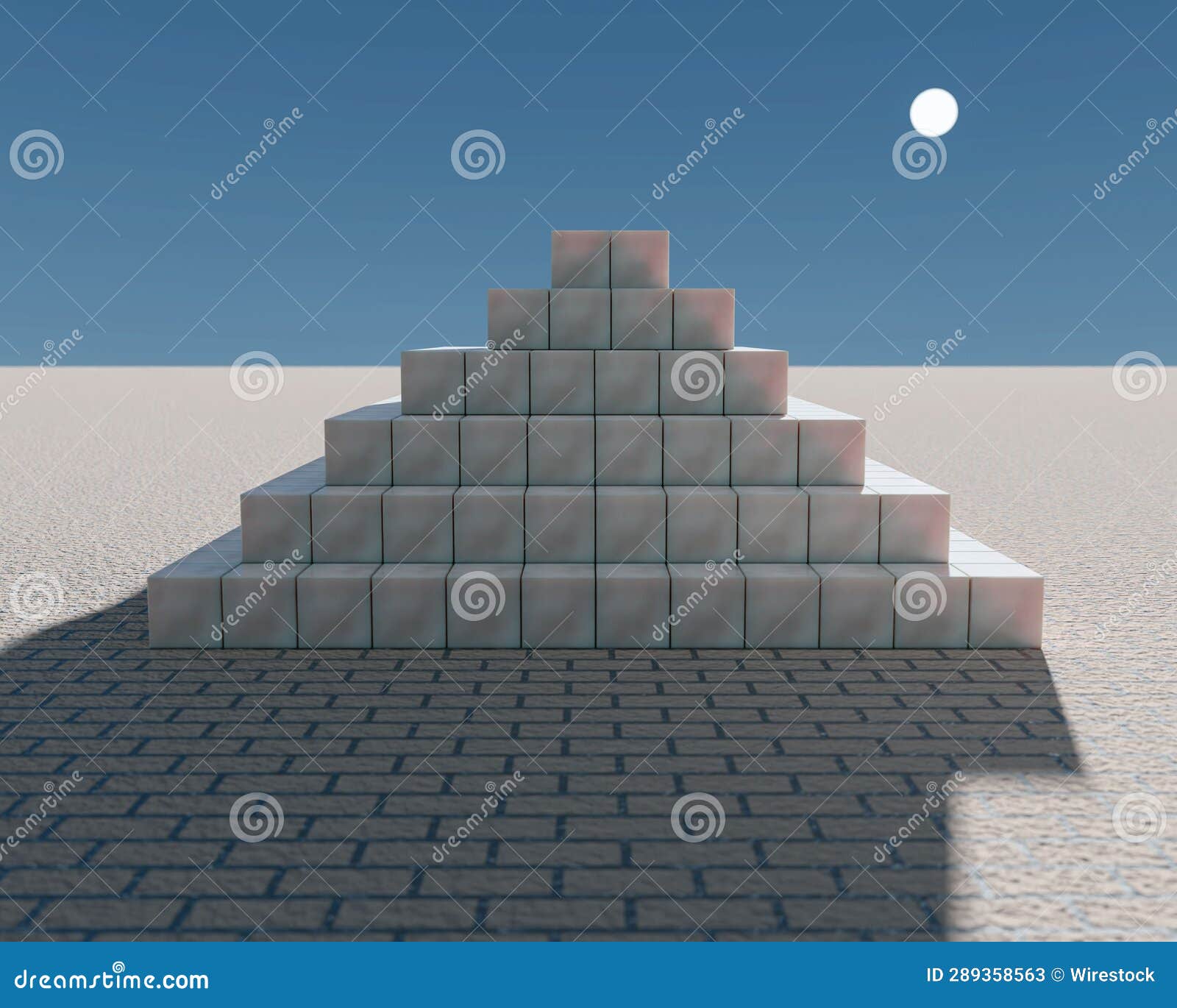 3D Rendering of a Pyramid-shaped Stack of Blocks Illuminated by the ...