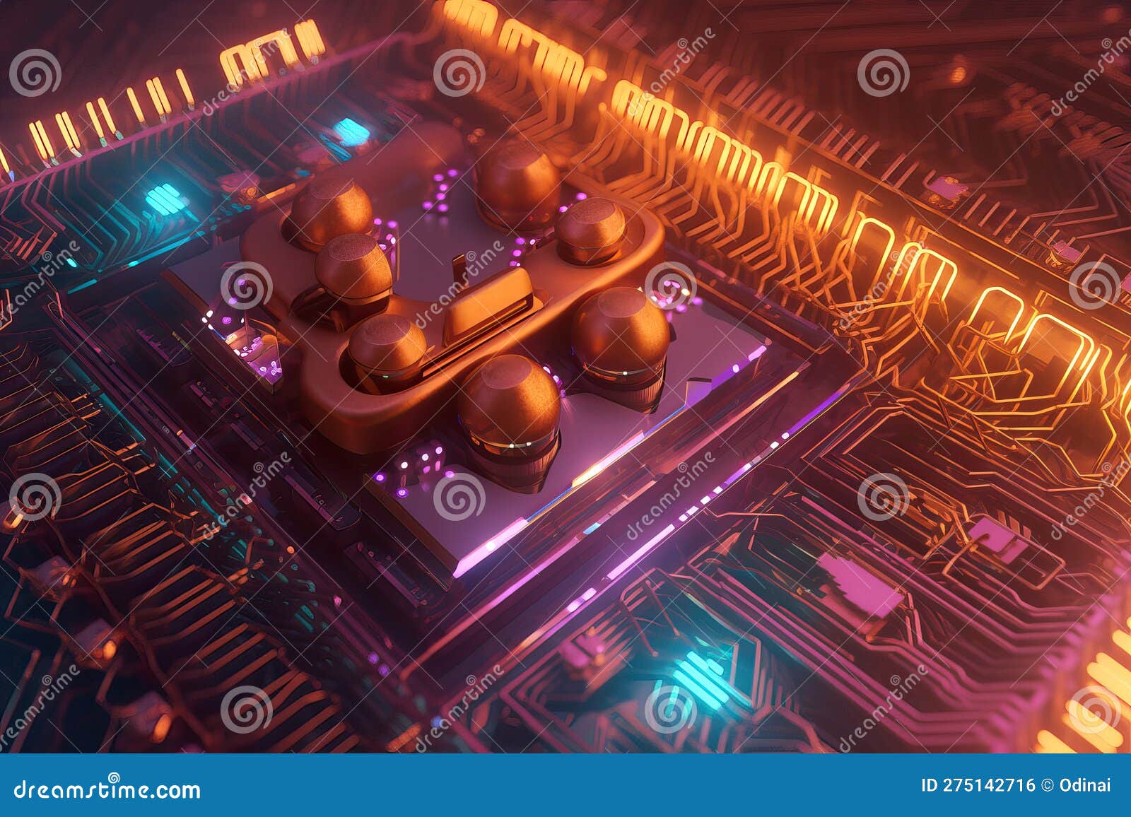 3D Rendering Quantum Processor, Quantum Computer.AI Technology Generated Image Stock ...