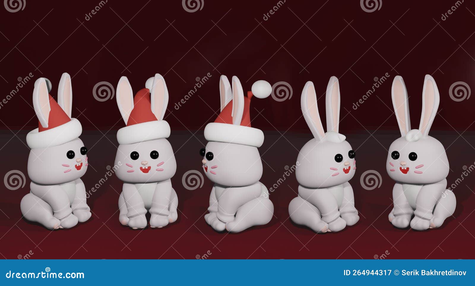 3D rendering of rabbits stock illustration. Illustration of ears ...