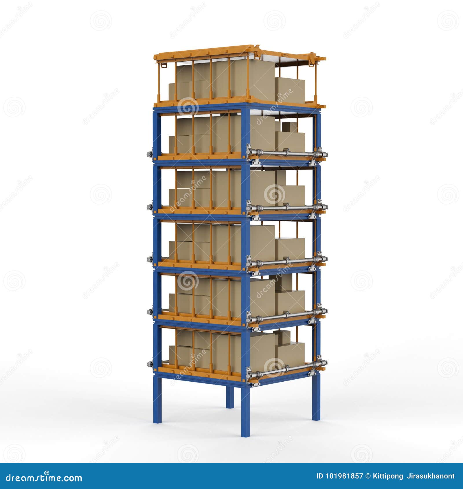 Racks full of carton boxes stock illustration. Illustration of delivery ...