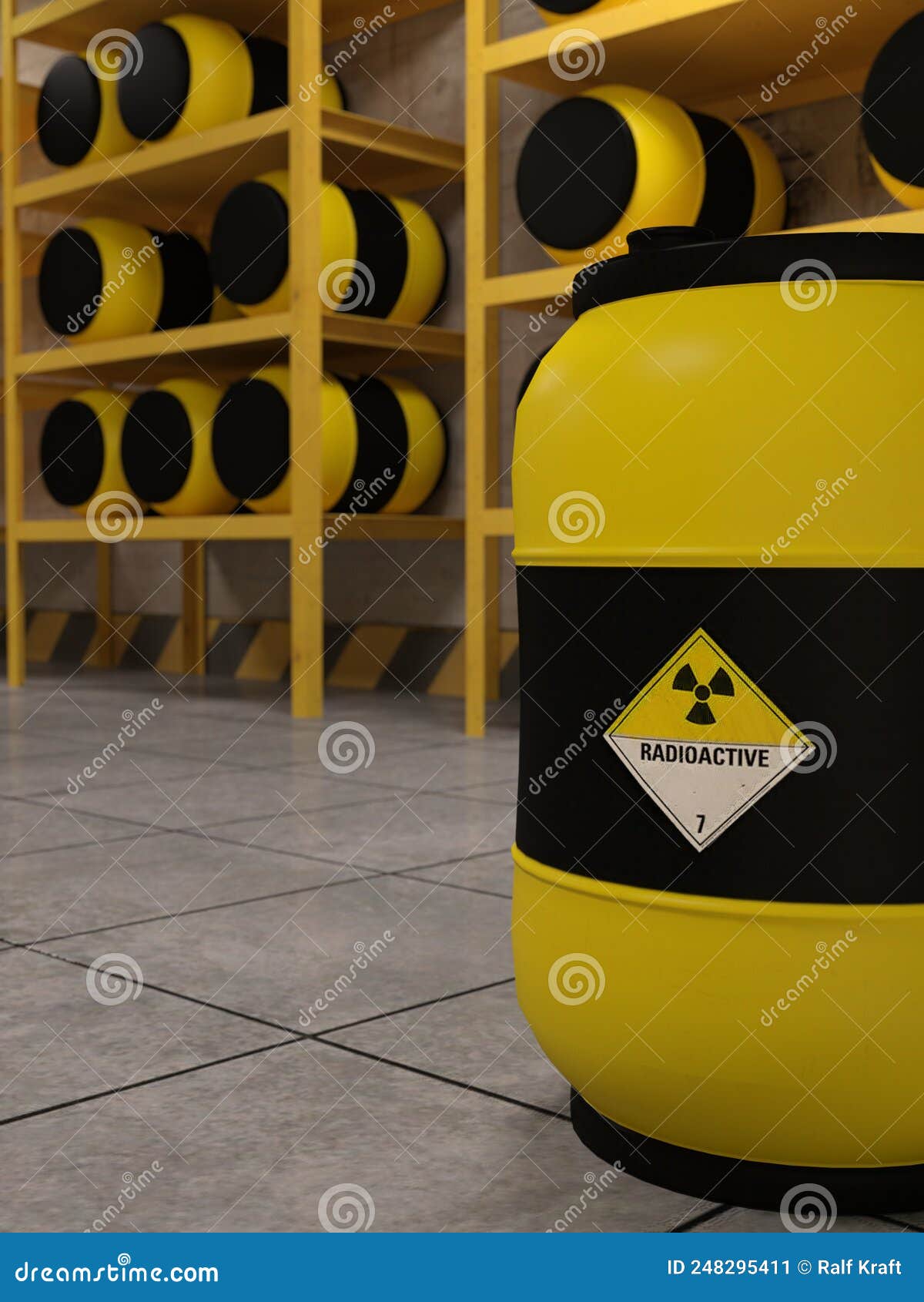 3D-illustration of a Storage Room with Radioactive Barrels Stock ...