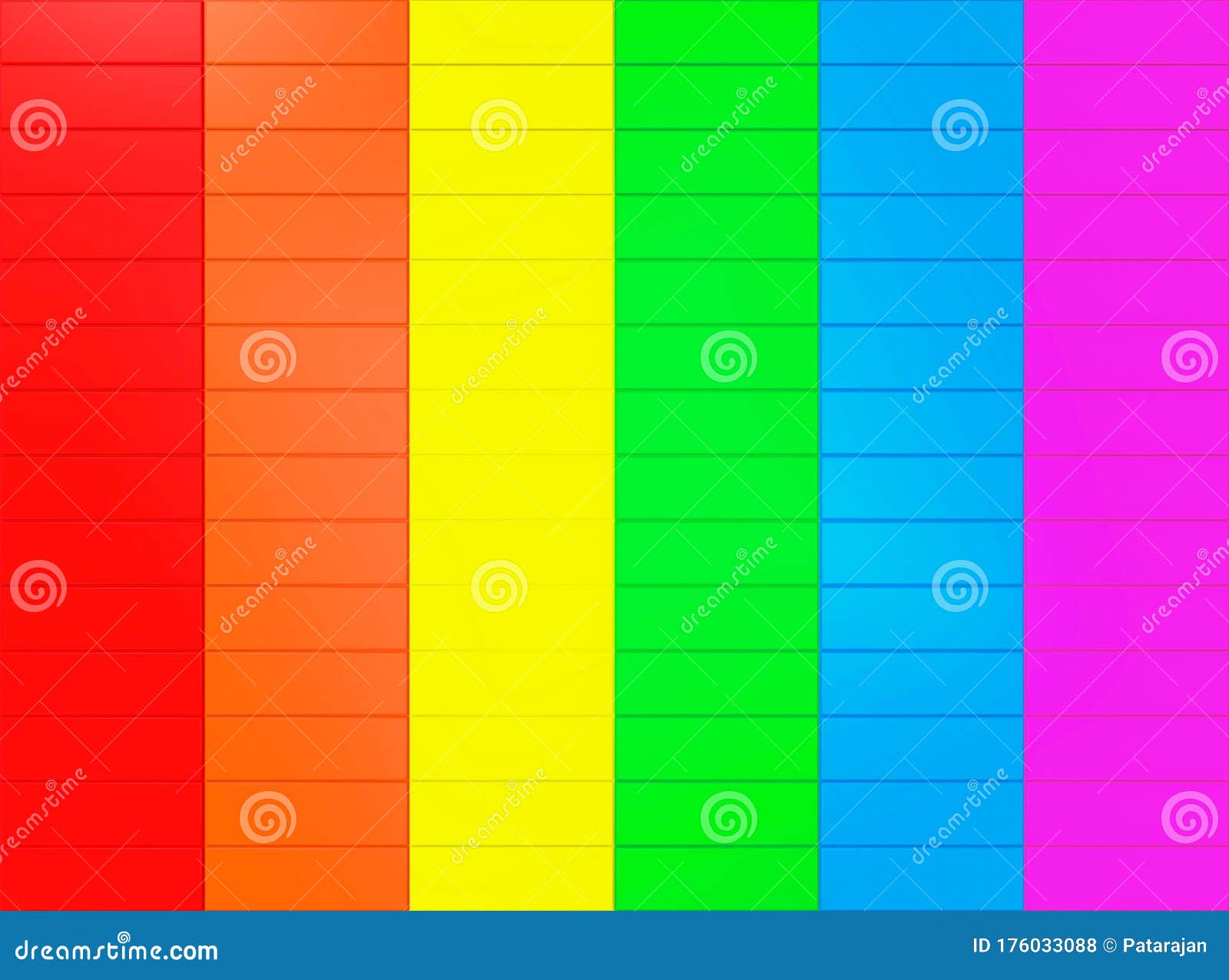 3d Rendering. Rainbow Colorful Rectangular Shape Brick Blocks Wall ...