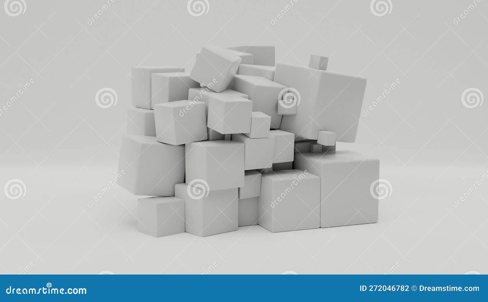3d Rendering Of A Random Pile Of White Cubes Of Different Sizes On A ...