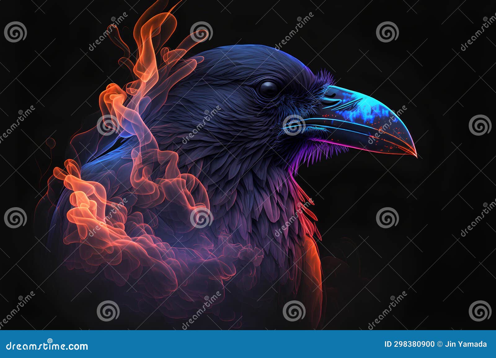 Raven On Fire: Dark Yellow And Light Bronze Crow Illustration For ...