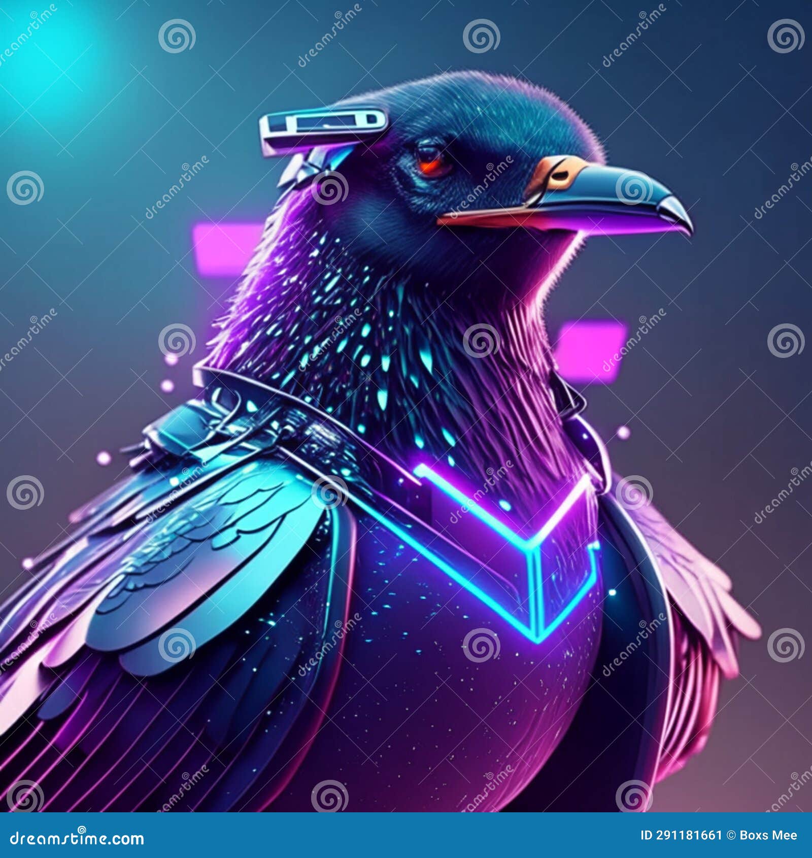 3d Rendering of a Raven with Neon Lights on a Dark Background AI ...