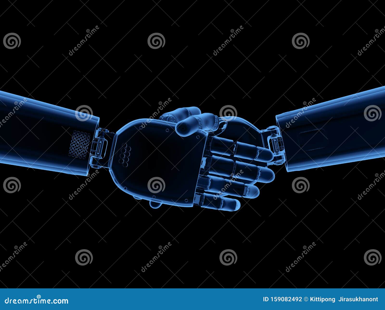 X-ray cyborg hand shake stock illustration. Illustration of futuristic ...