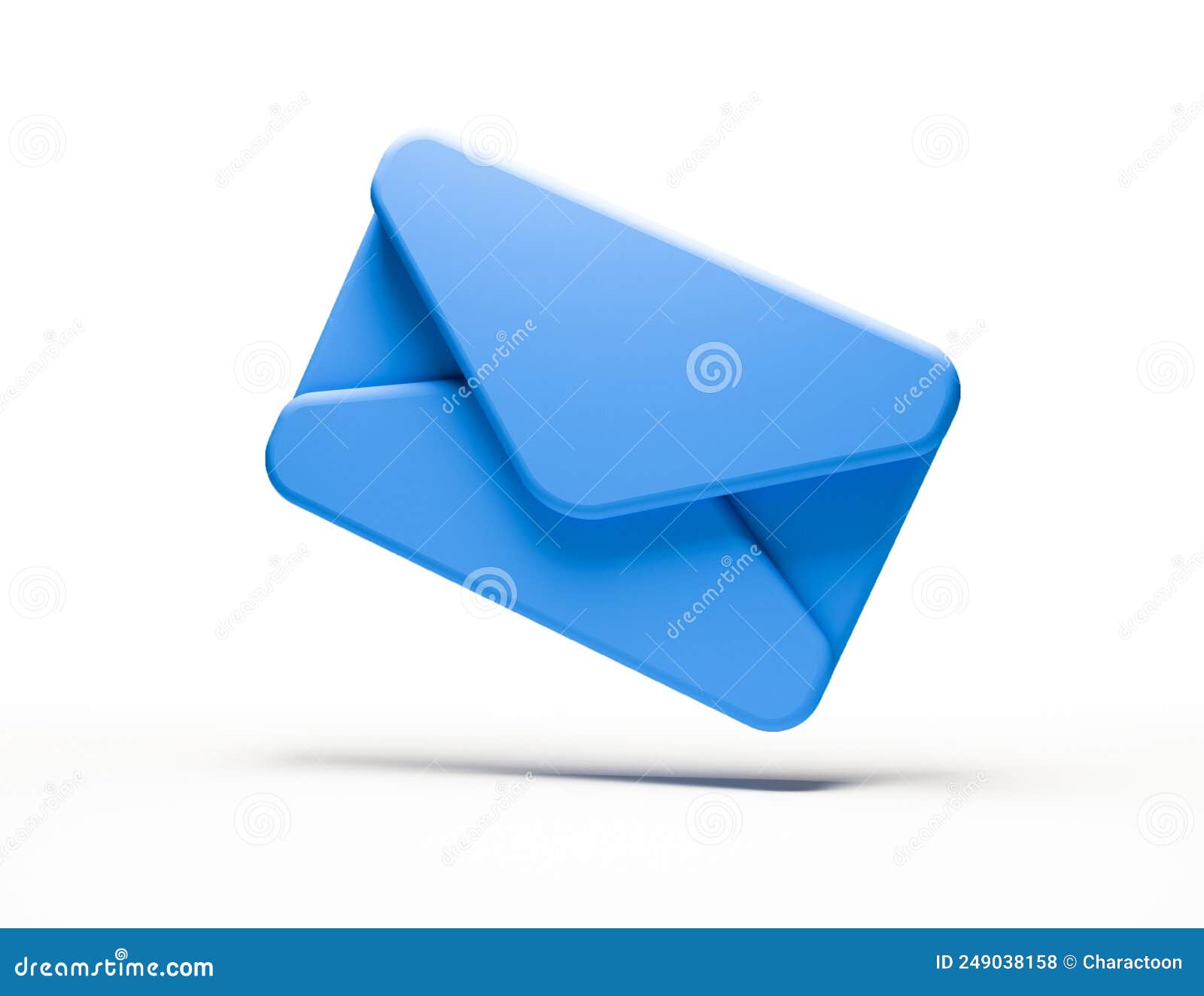 3D Rendering Realistic Blue Colour Envelope Icon Symbolic Floating in ...