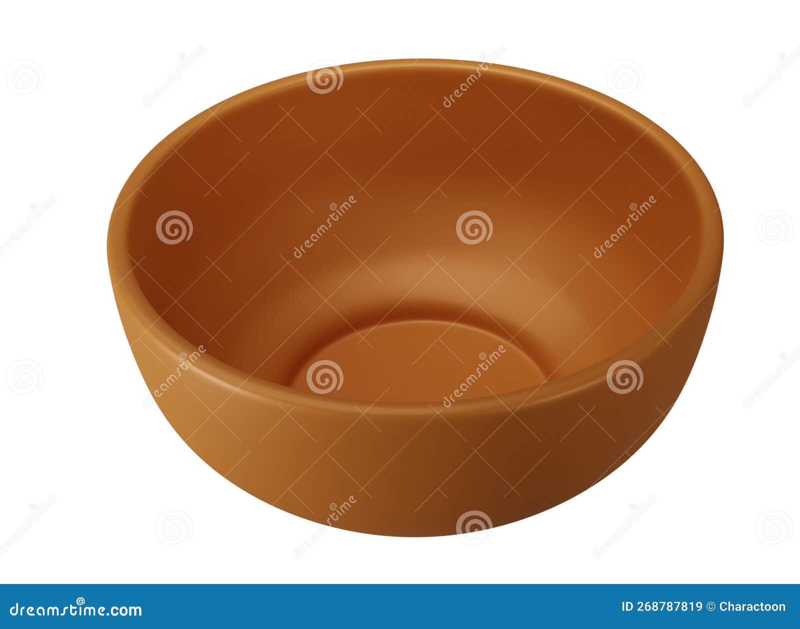 Empty Brown Bowl on White Background Stock Illustration - Illustration ...
