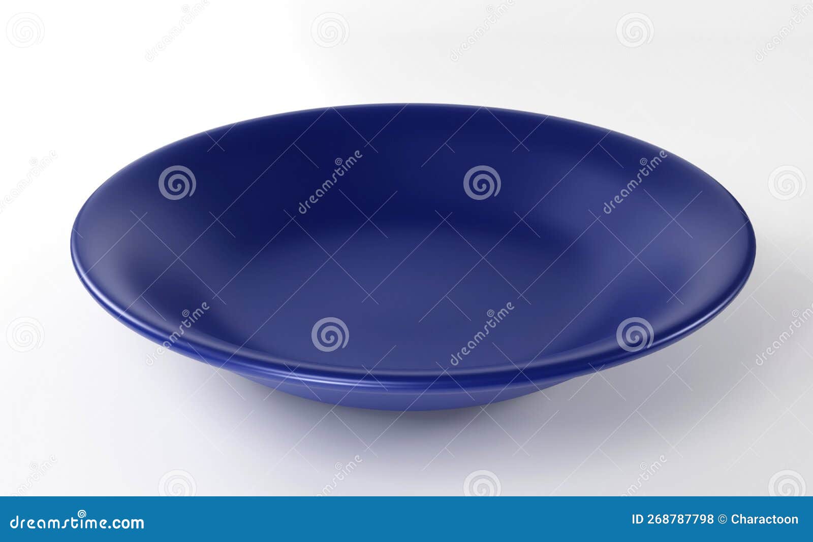 Empty Dark Blue Plate Isolated on White Background Stock Illustration ...