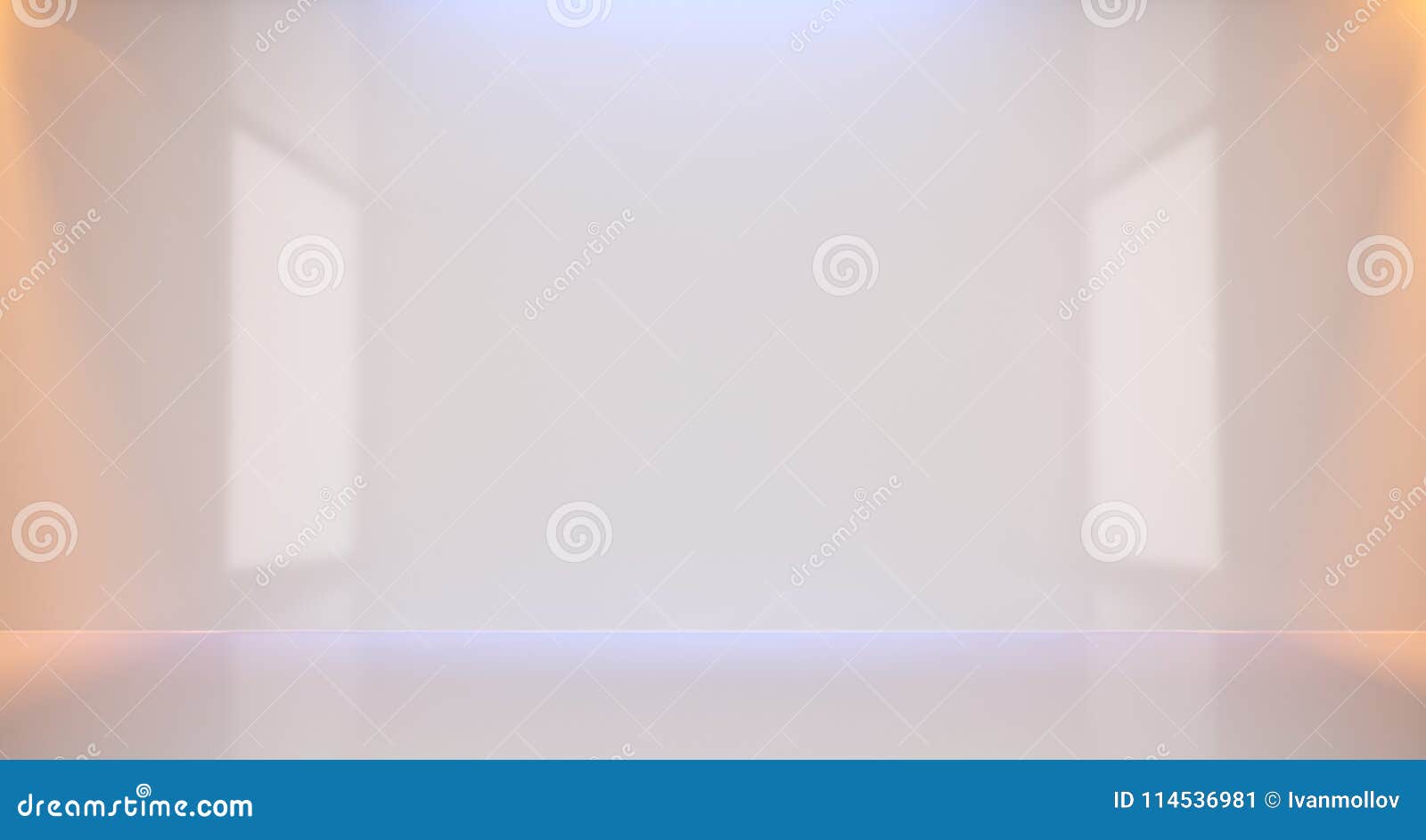 Realistic Empty Room with Warm Lights Stock Illustration - Illustration ...